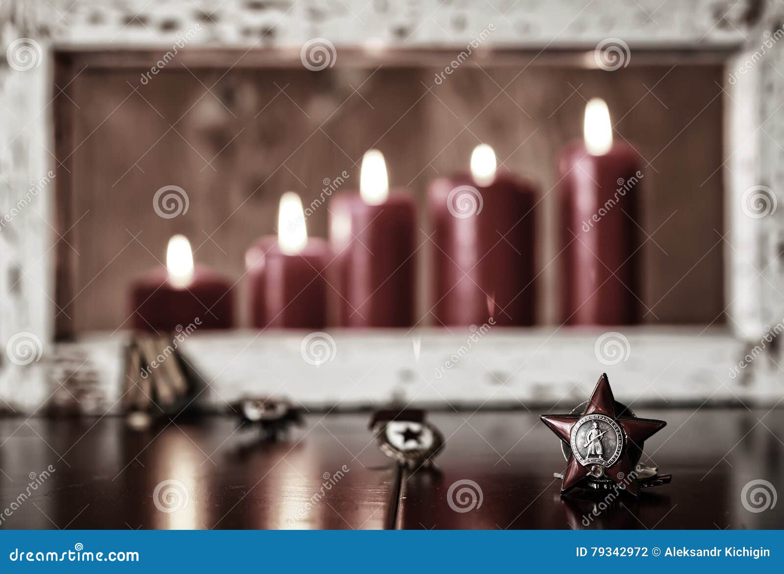Old Military Decorations since World War II on a Wooden Stock Photo ...