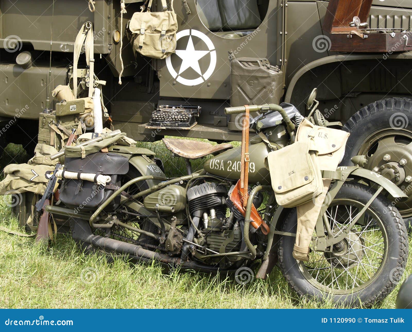 Old military motorcycle stock photo. Image of bullets - 1120990