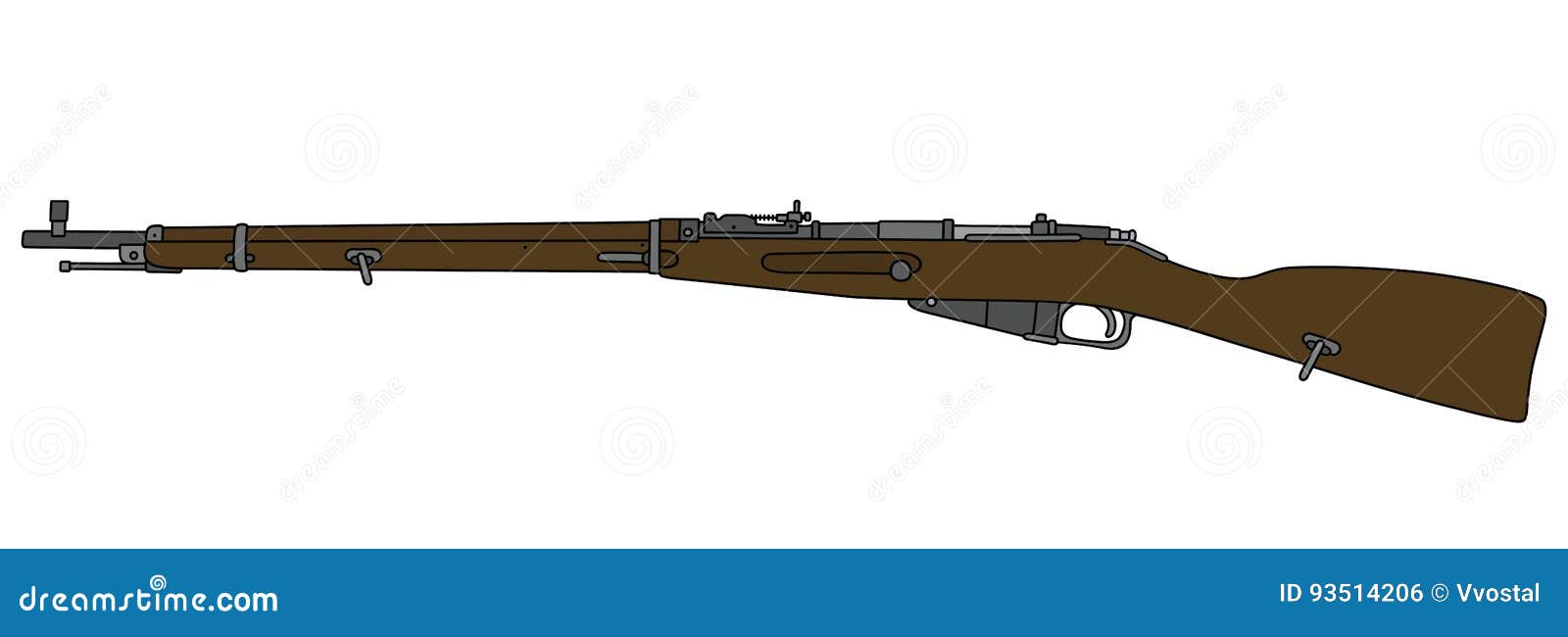Old military rifle stock vector. Illustration of vintage - 93514206