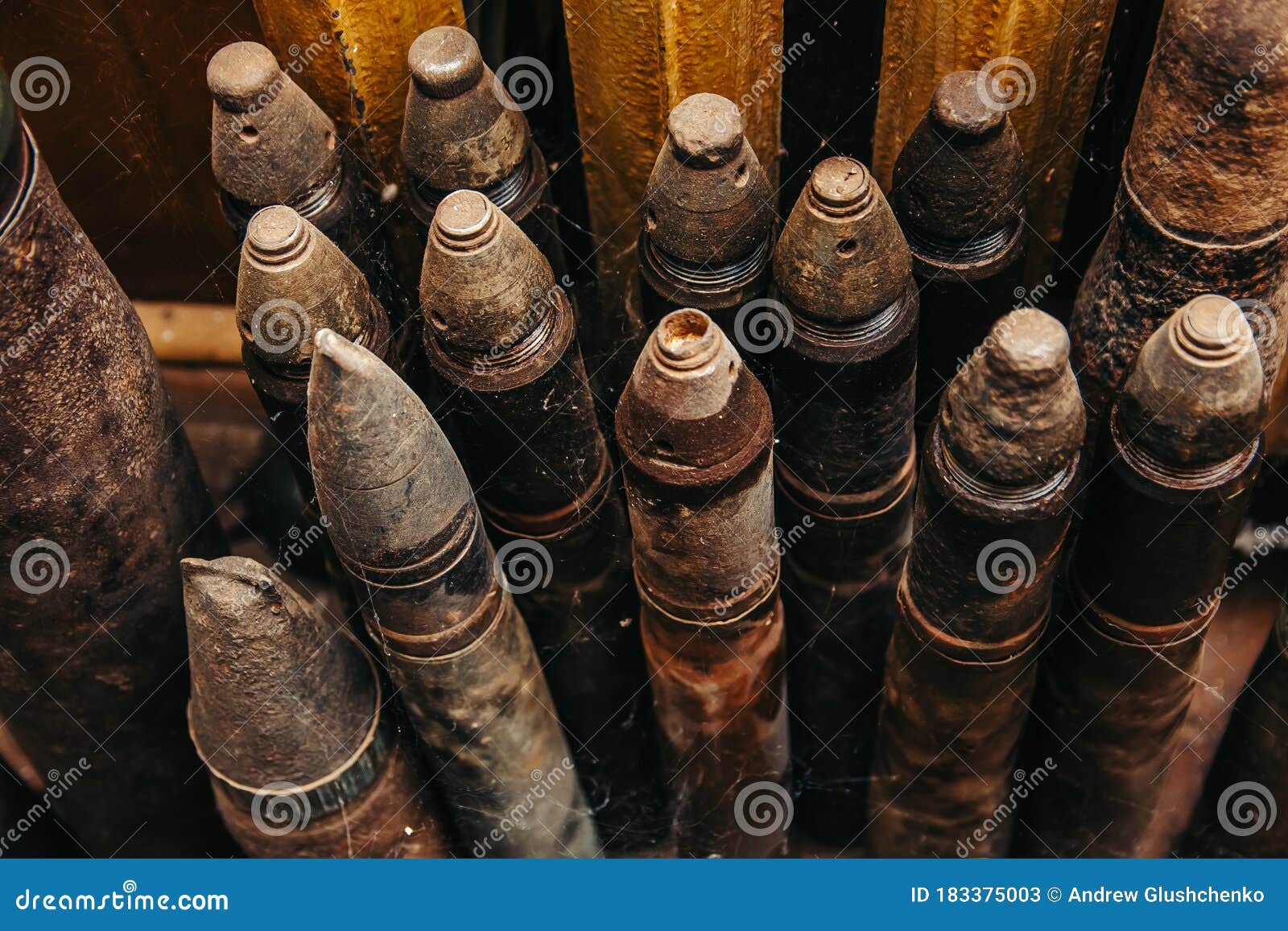 Old Military Shells Closeup. Weapons of World War II Stock Image ...