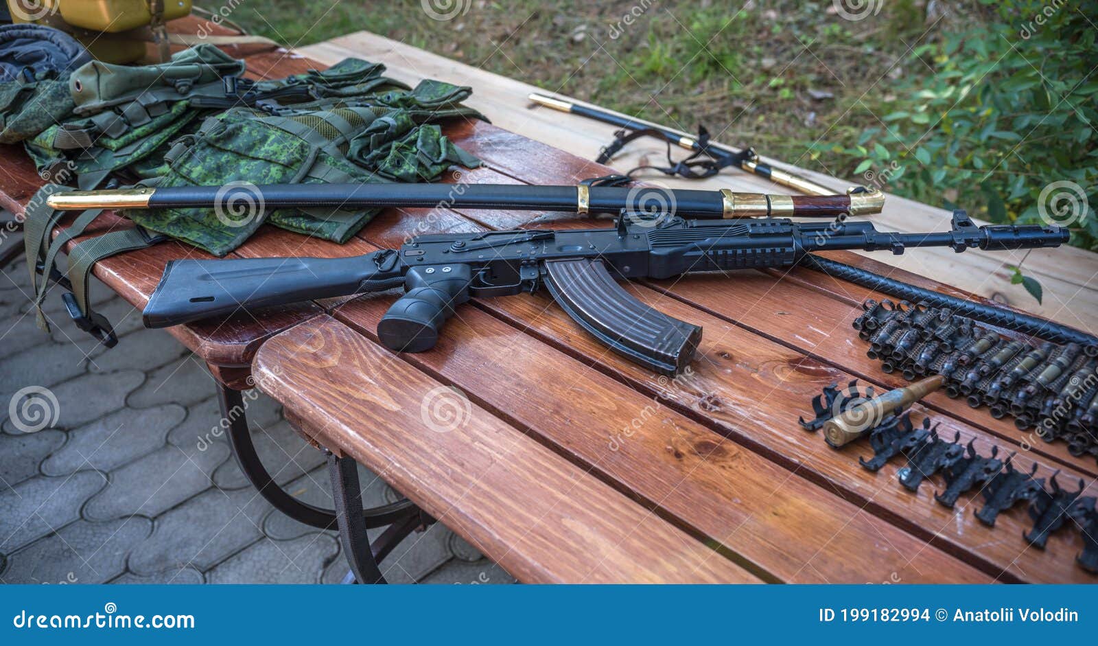 Old Military Weapons on Display.green Stock Photo - Image of brown ...