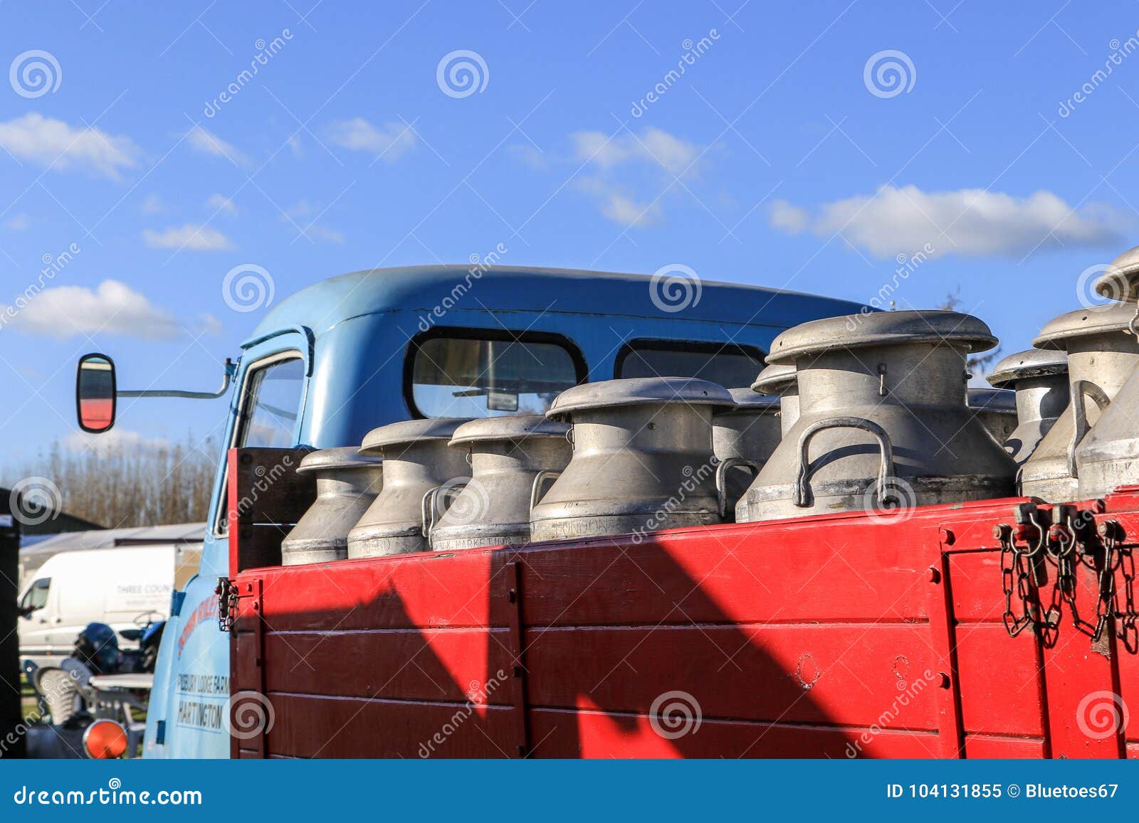 Old Milk Churns on Vintage Lorry Stock Image - Image of back ...