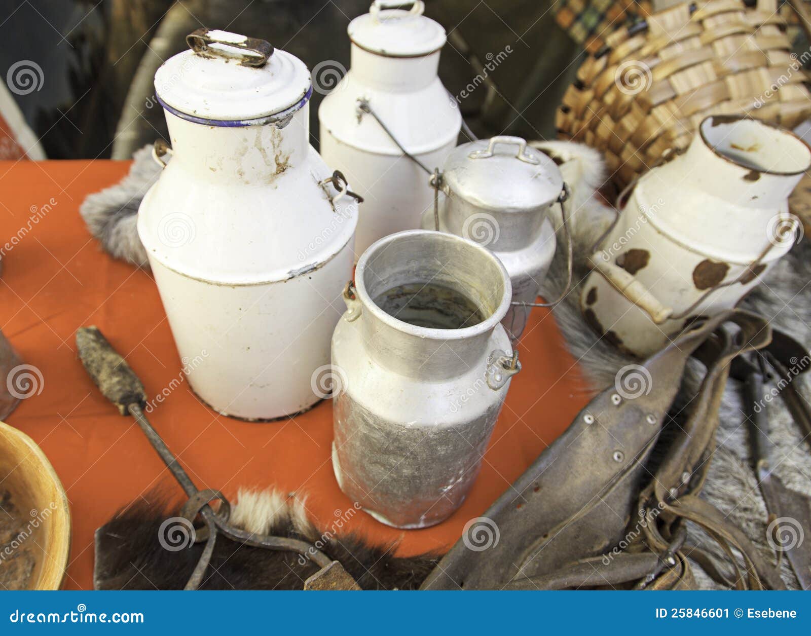 Old milk containers stock image. Image of object, blue - 25846601