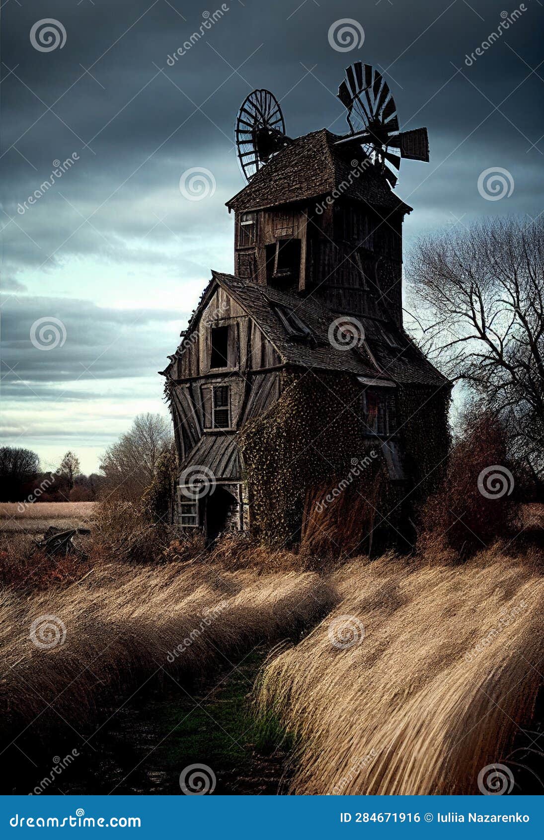 Old Mill in the Field. AI Generated Stock Photo - Image of agriculture ...