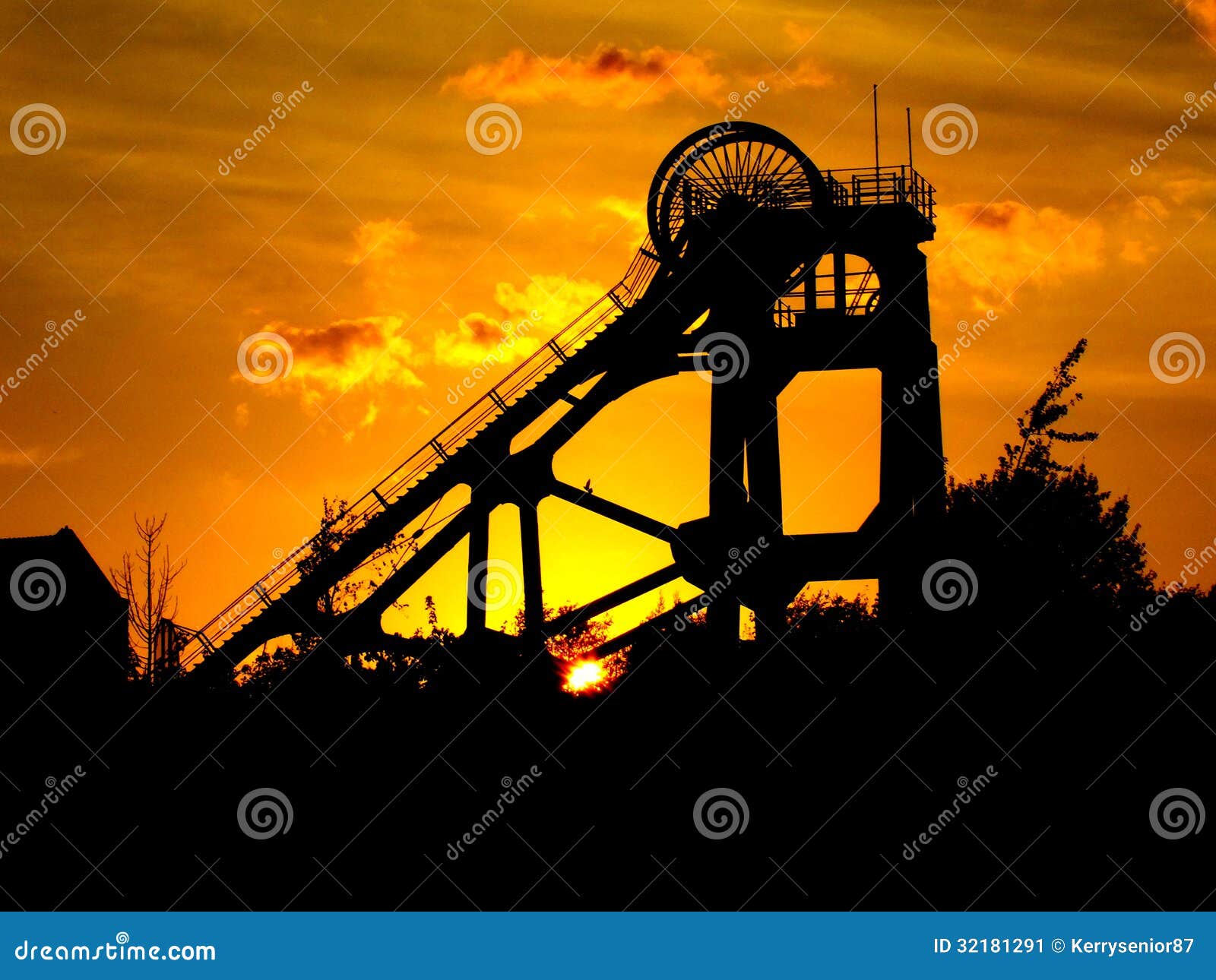 The Old Mill stock image. Image of sunset, bushes, clouds - 32181291