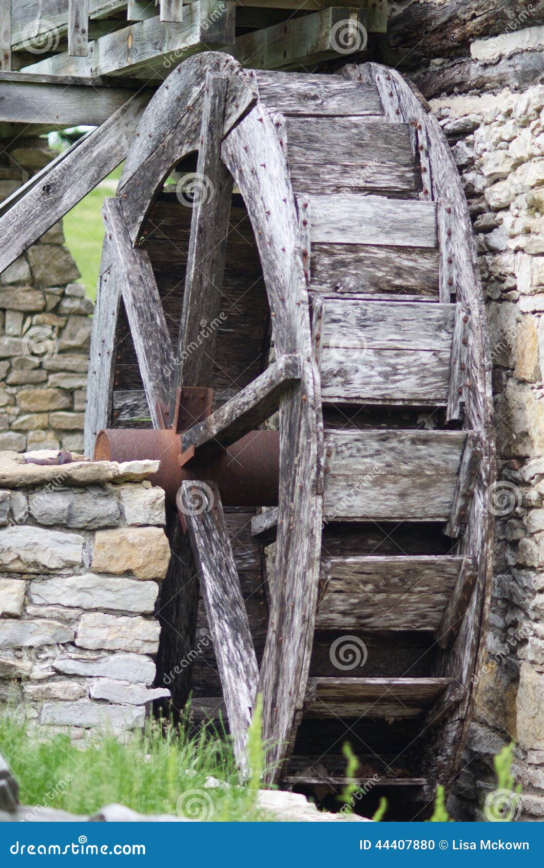 Vintage Red Waterwheel With Waterfall In Glenariff Forest Park Stock ...