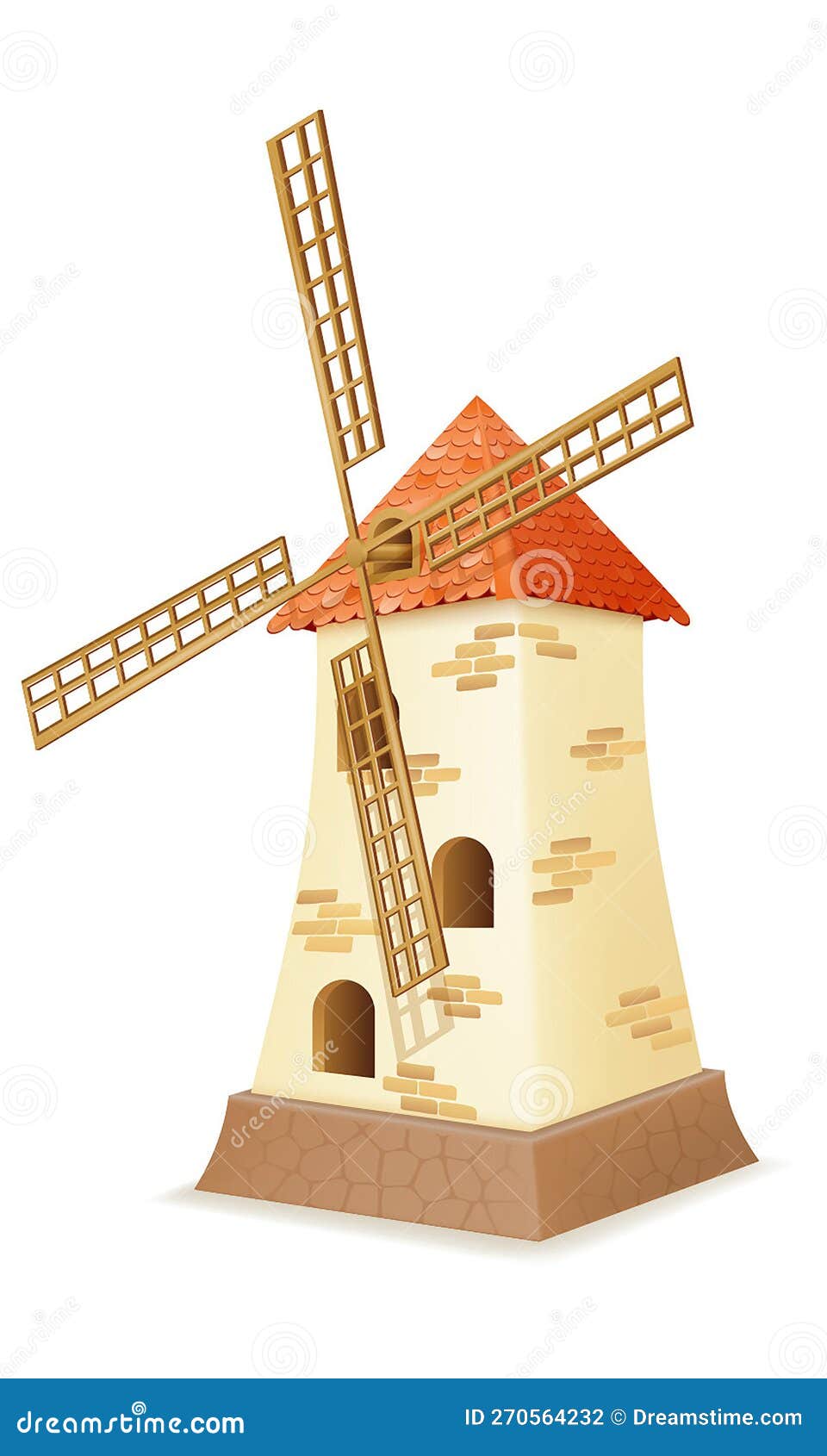 Old Mill Windmill on a Farm for Grinding Grain into Flour Vector ...