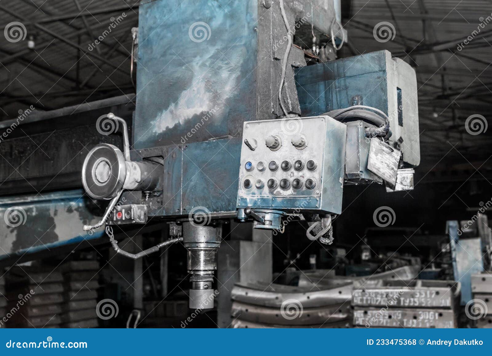 Old Milling Machine Tool with Control Panel and Buttons and Equipment ...