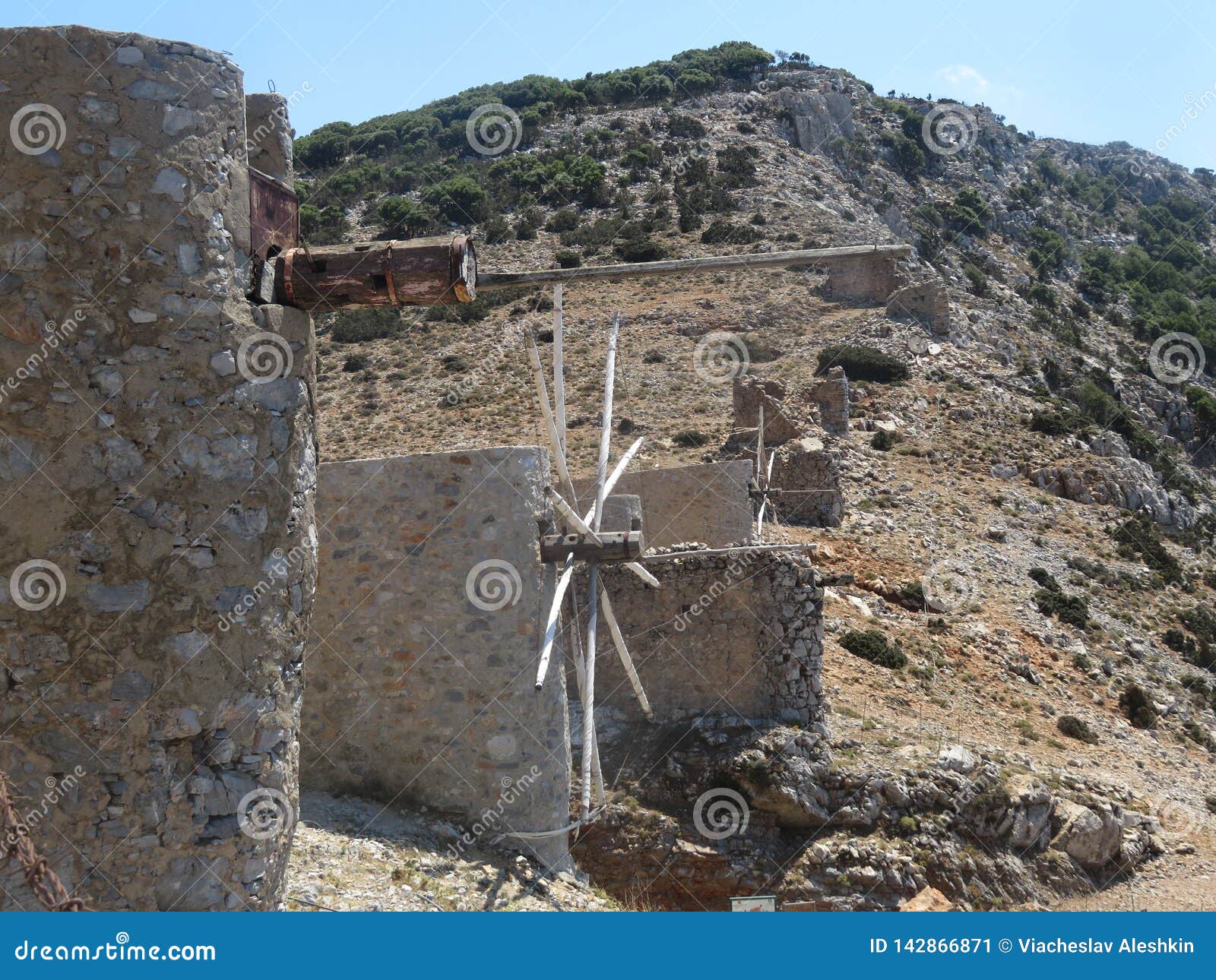 Old mills of Crete stock image. Image of greek, holiday - 142866871