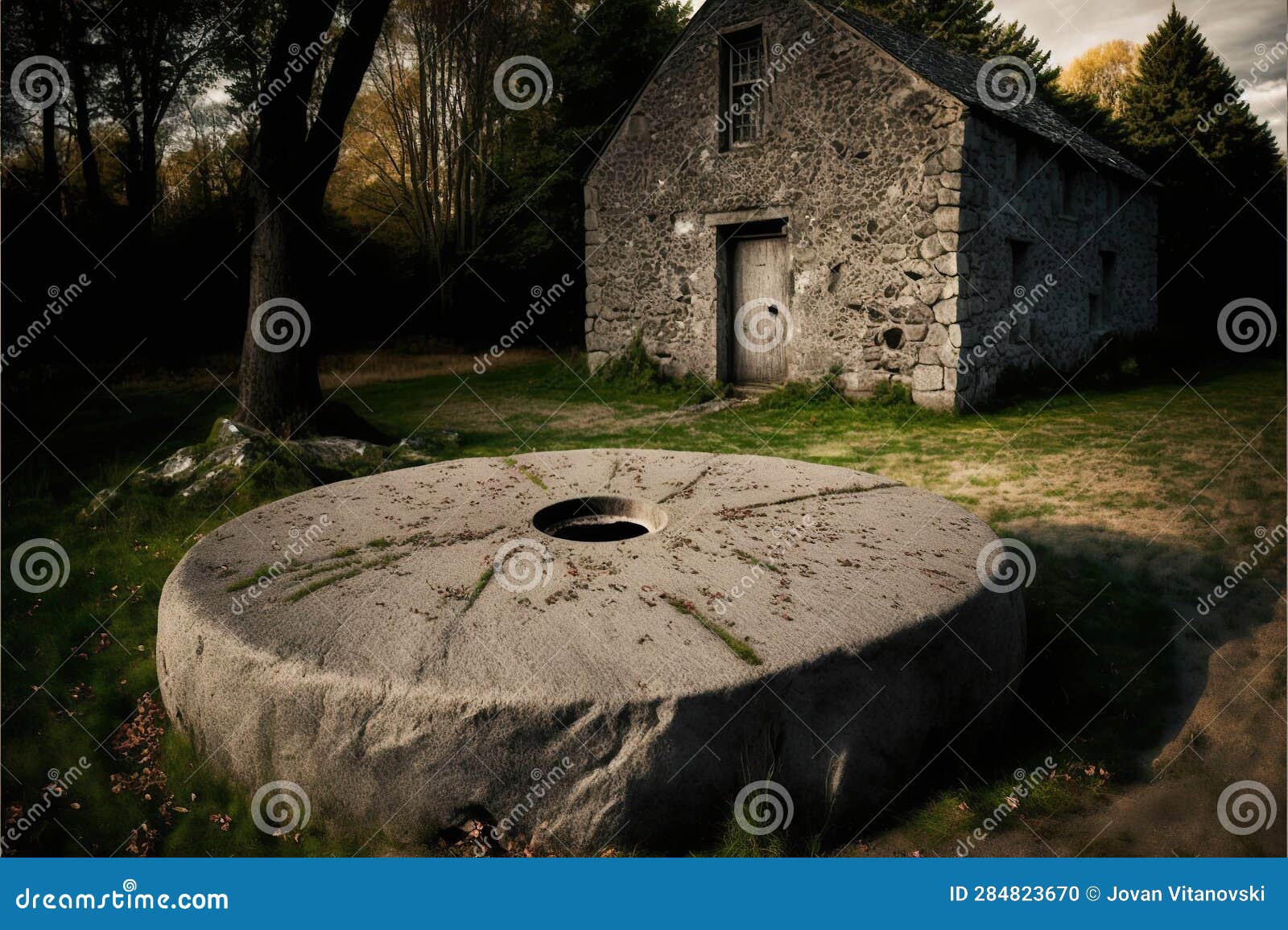 Old millstone stock illustration. Illustration of historical - 284823670