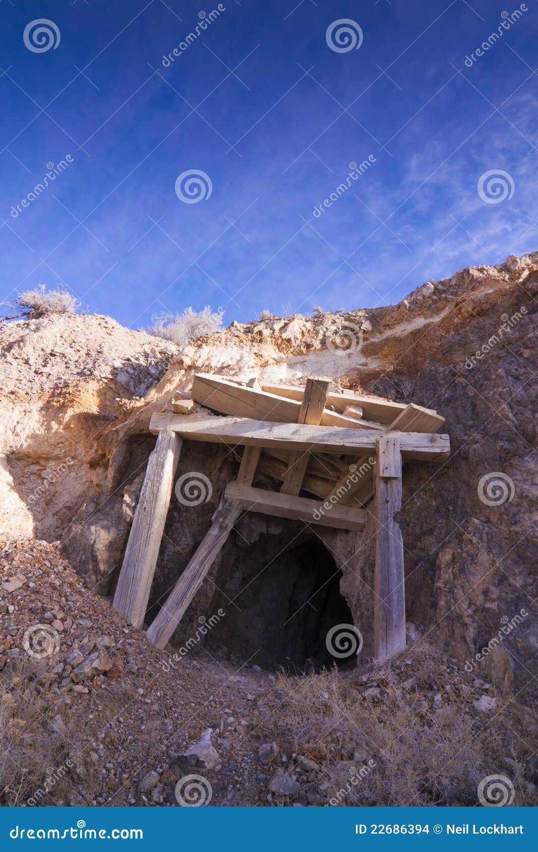 Mine Entrance Barred By Warnbing Sign On A Barbed Wire Fence And A ...