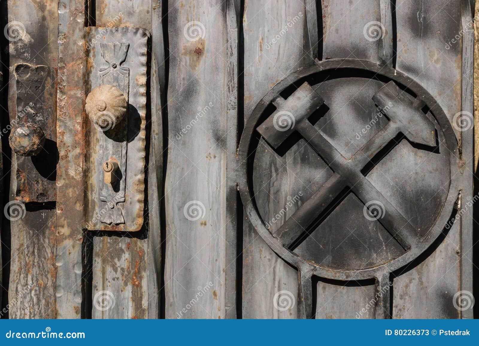 Old Mine Gate with Coat of Arms Stock Image - Image of gate, door: 80226373