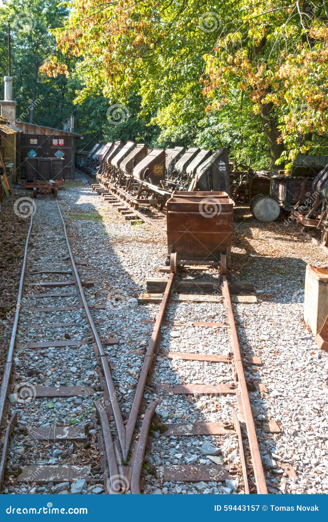 Old Mine Trolley in forest stock image. Image of rails - 59443157