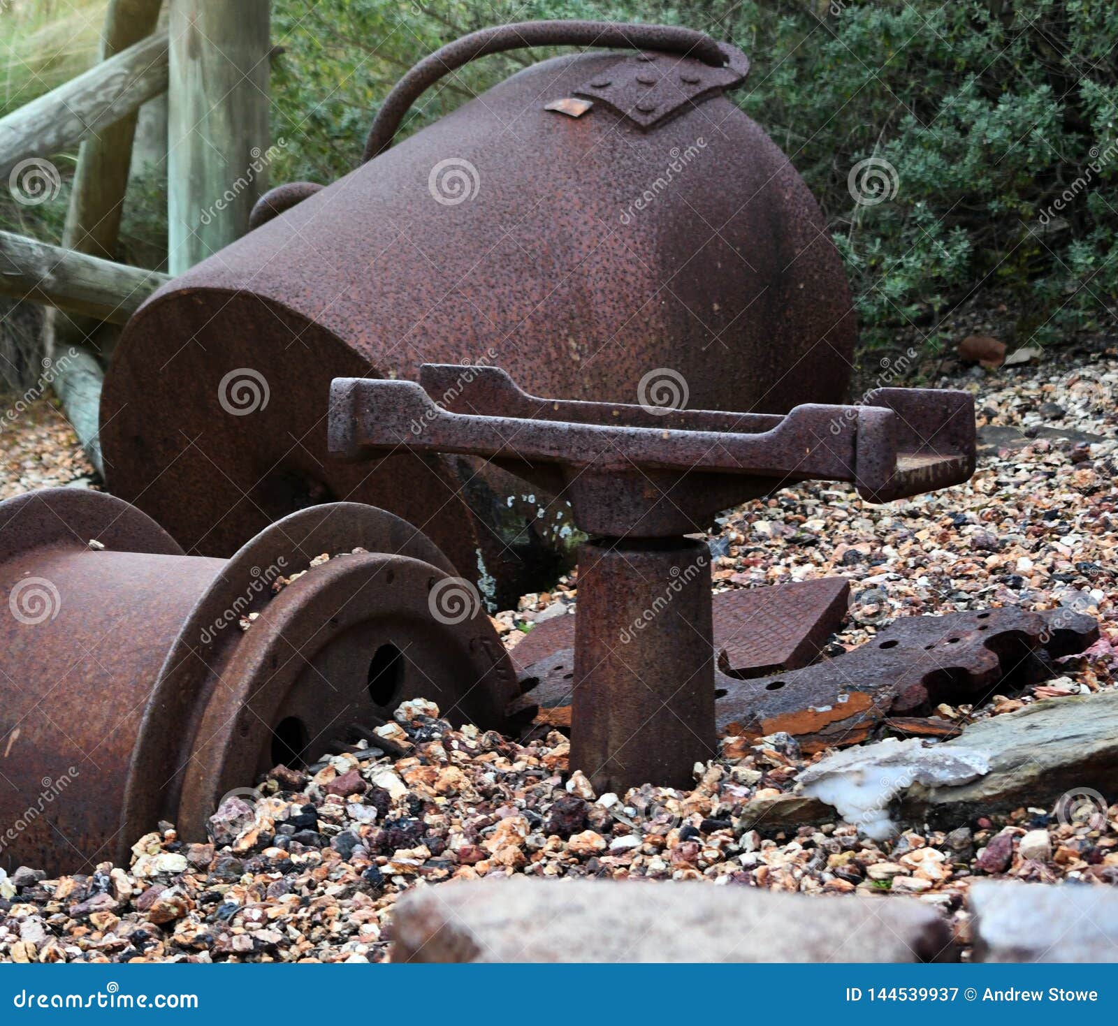 Old Mining Buckets in Gravel Stock Image - Image of historic, rivets ...