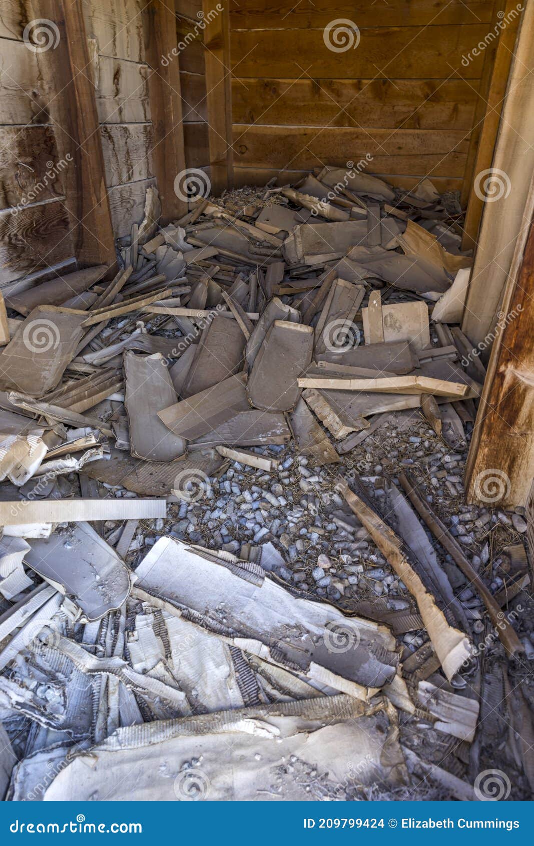 Old Mining Cabin Filled with Broken Boxes and Ore Sample Pieces Stock ...