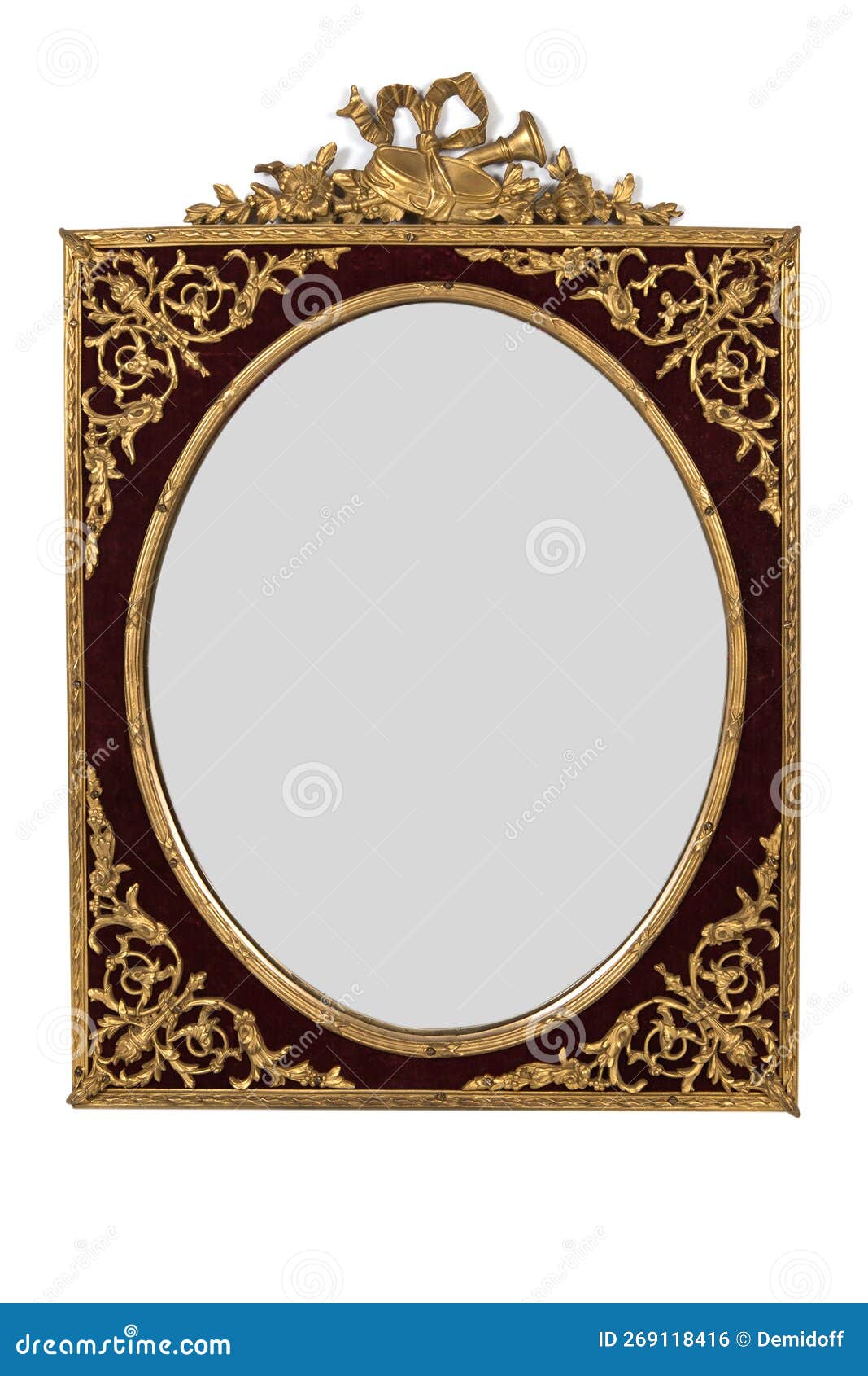Old antique mirror frame stock photo. Image of leaves - 269118416