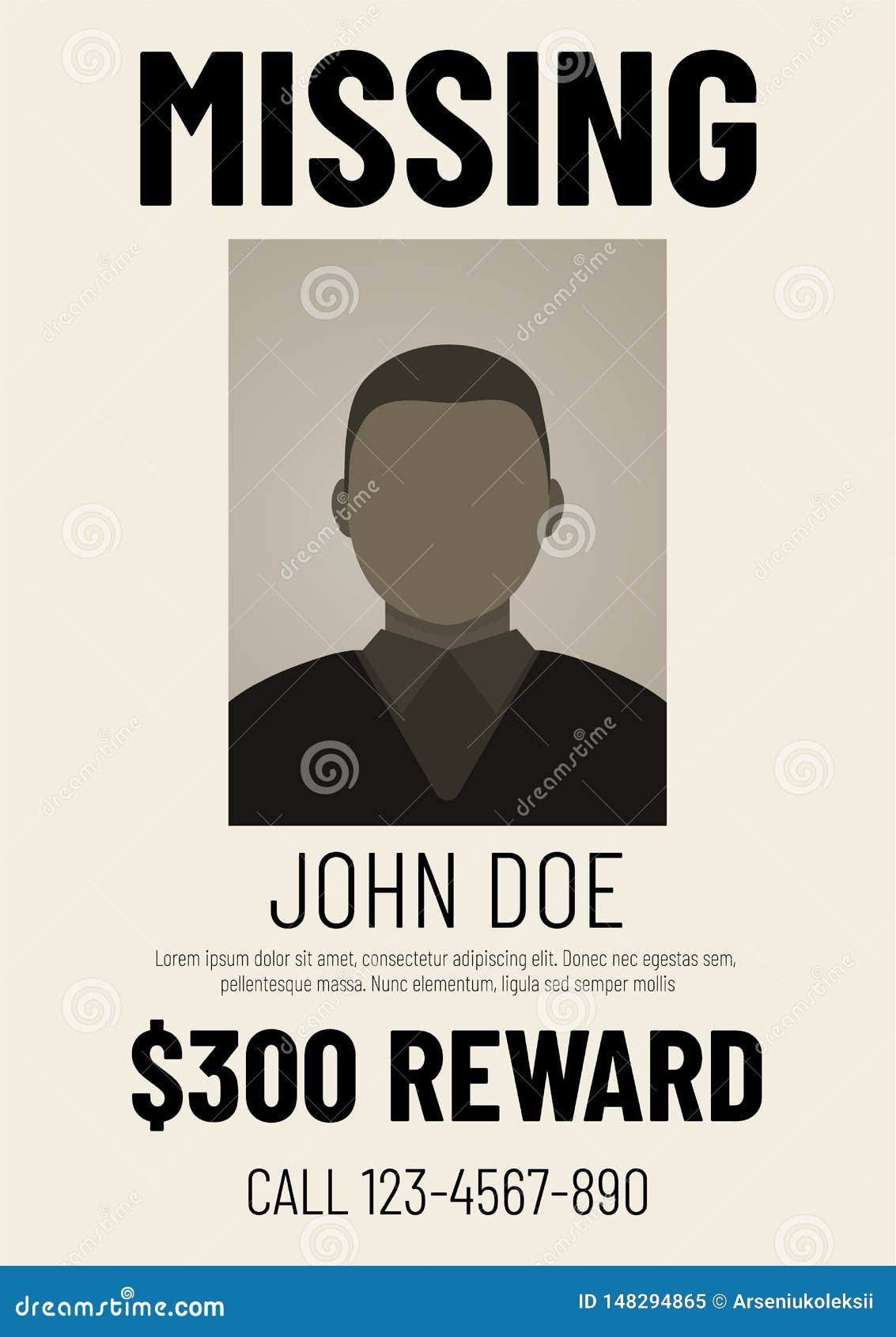 Old missing poster stock vector. Illustration of money - 148294865