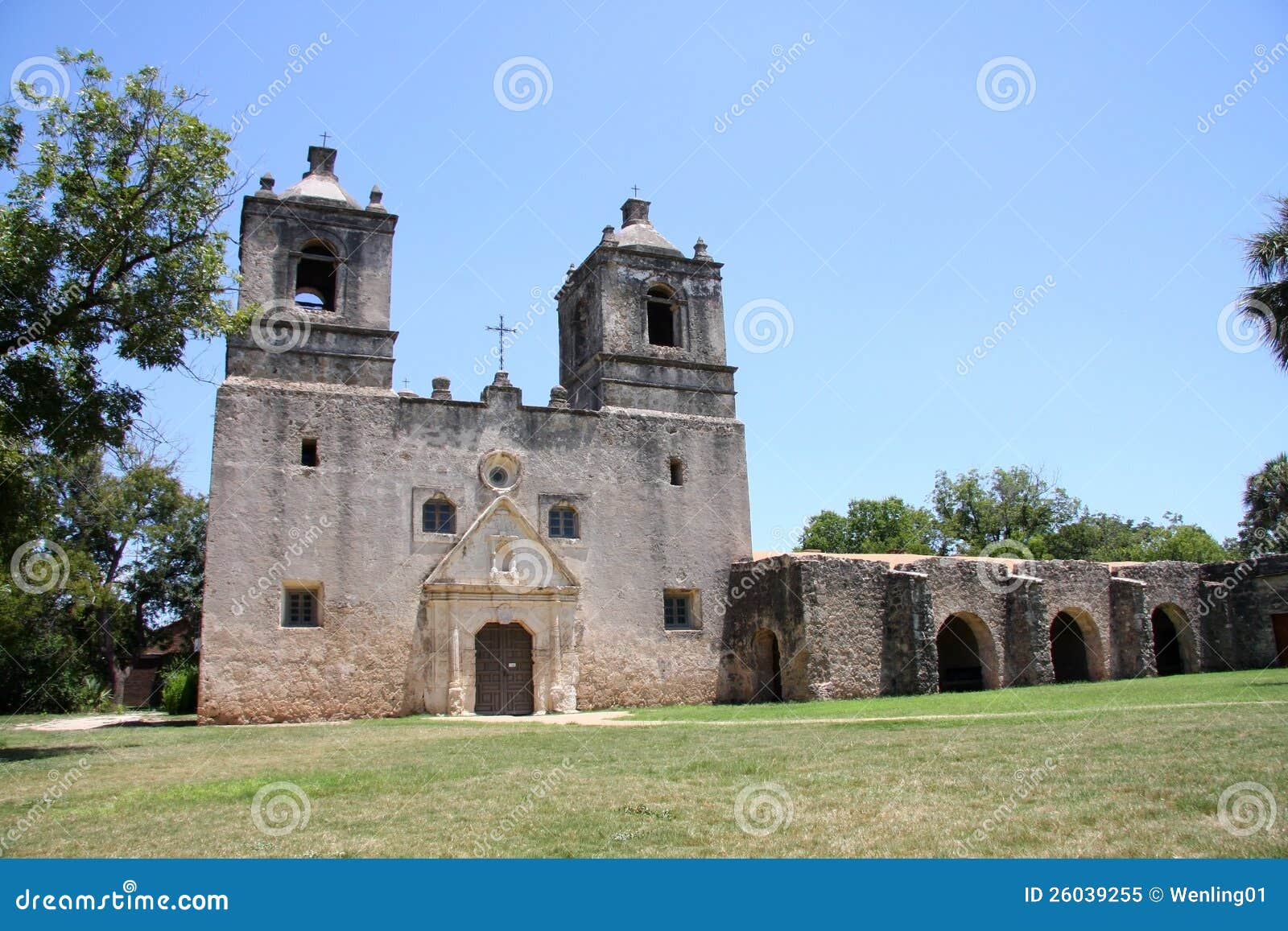 Old Mission Concepcion in San Antonio Stock Image - Image of blue, trip ...