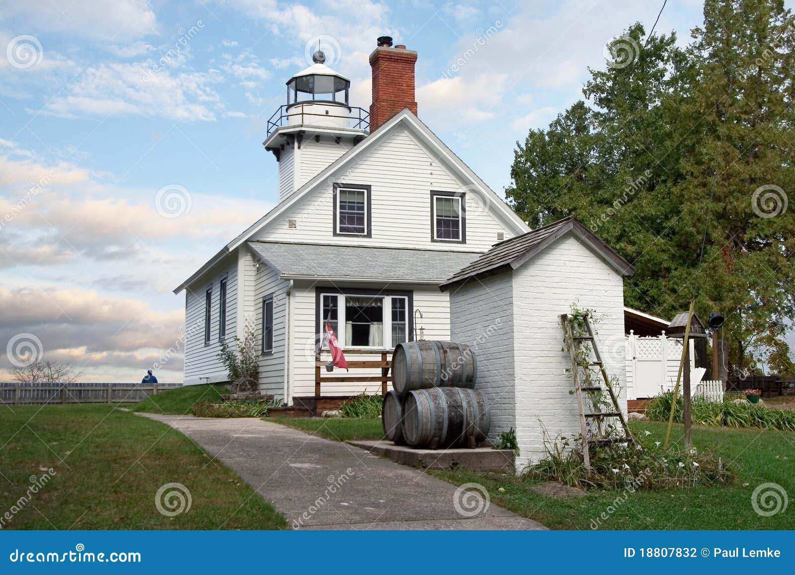 Old Mission Point Lighthouse Stock Photo - Image of house, traverse ...