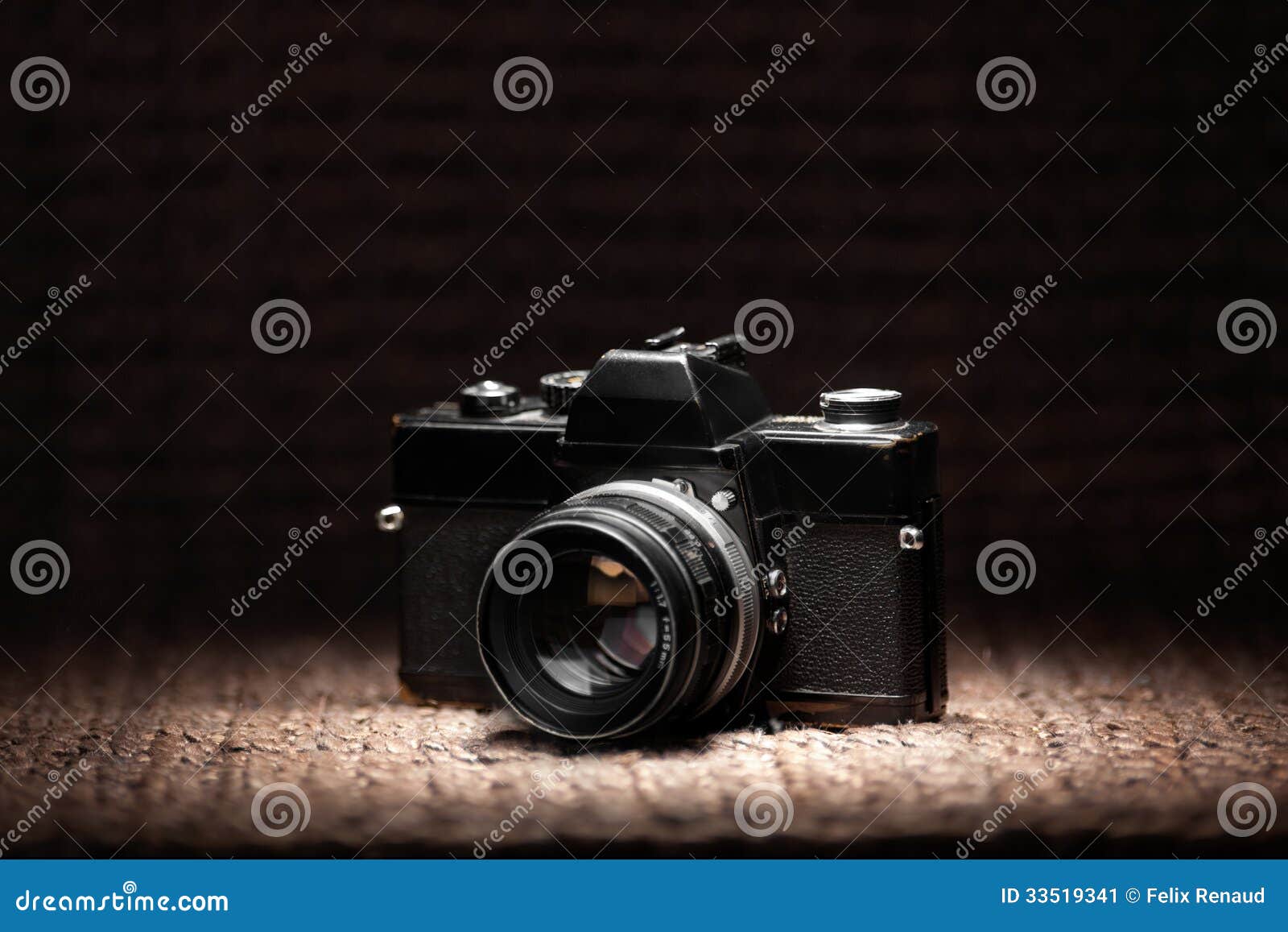 Old 35mm Film Camera Under a Spot Light Stock Image - Image of flash ...
