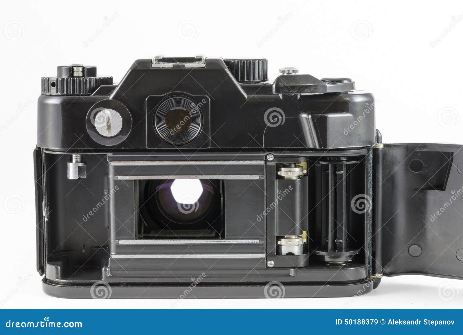 Old 35mm SLR Camera with Open Back Cover Stock Image - Image of gear ...