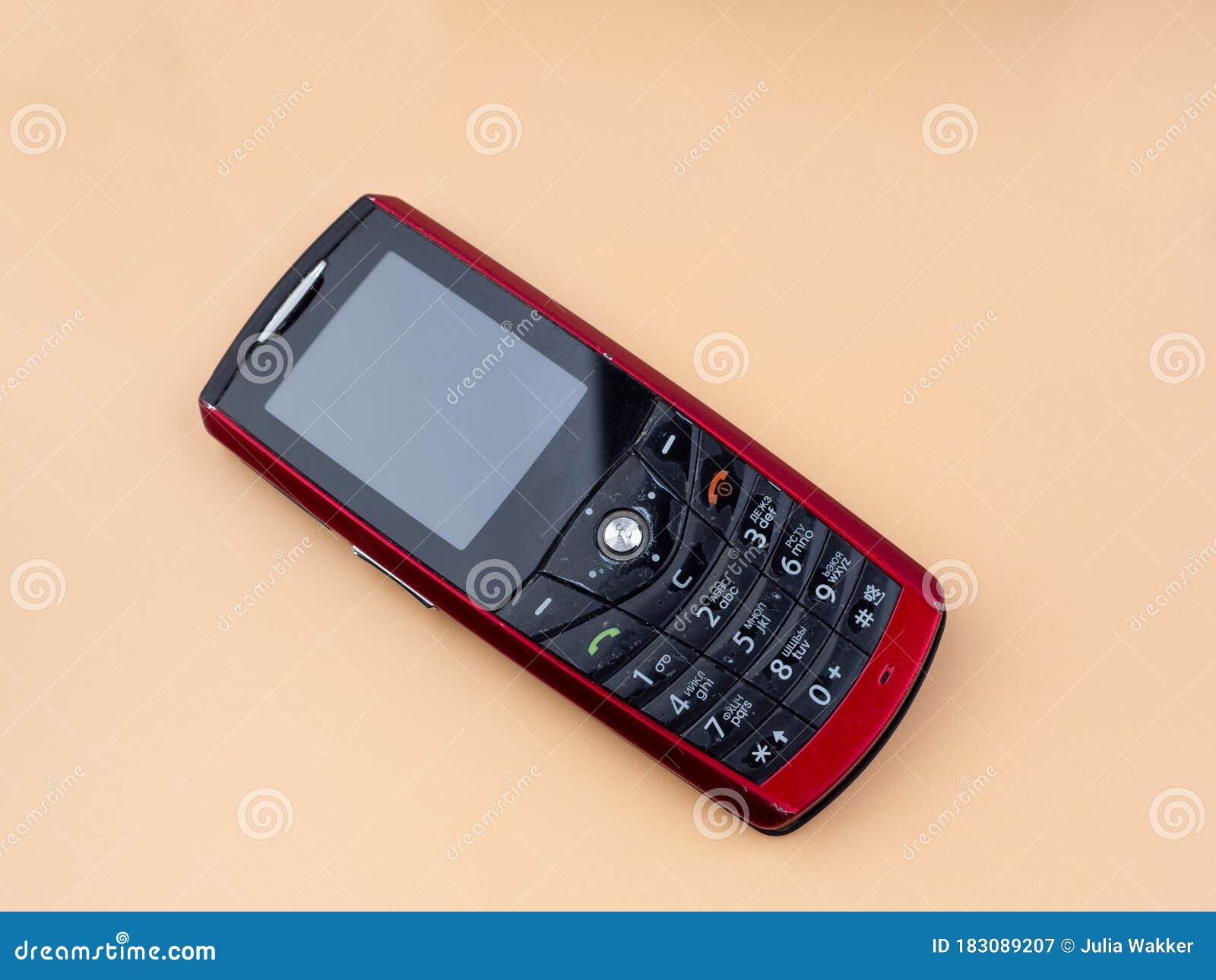 Old Red Mobile Phone with Scratch and Dust. Stock Image - Image of ...