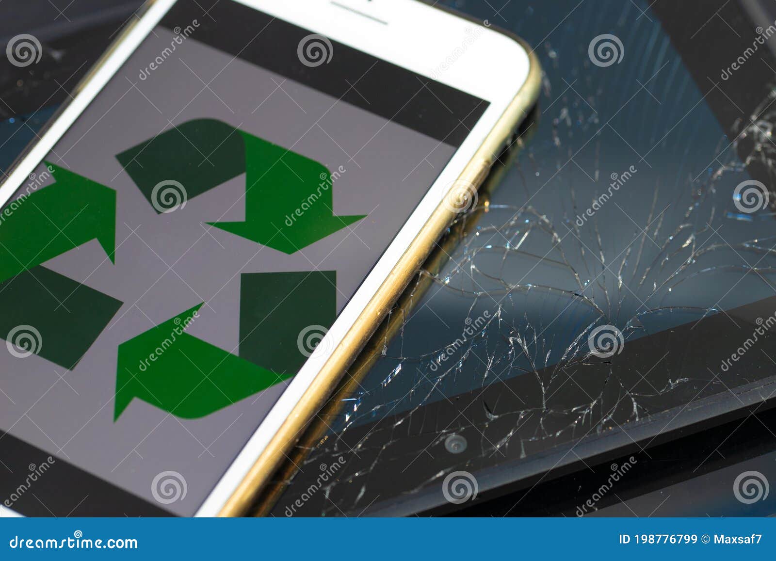Old Mobile with Recycle Logo for Recycling Stock Image - Image of ...
