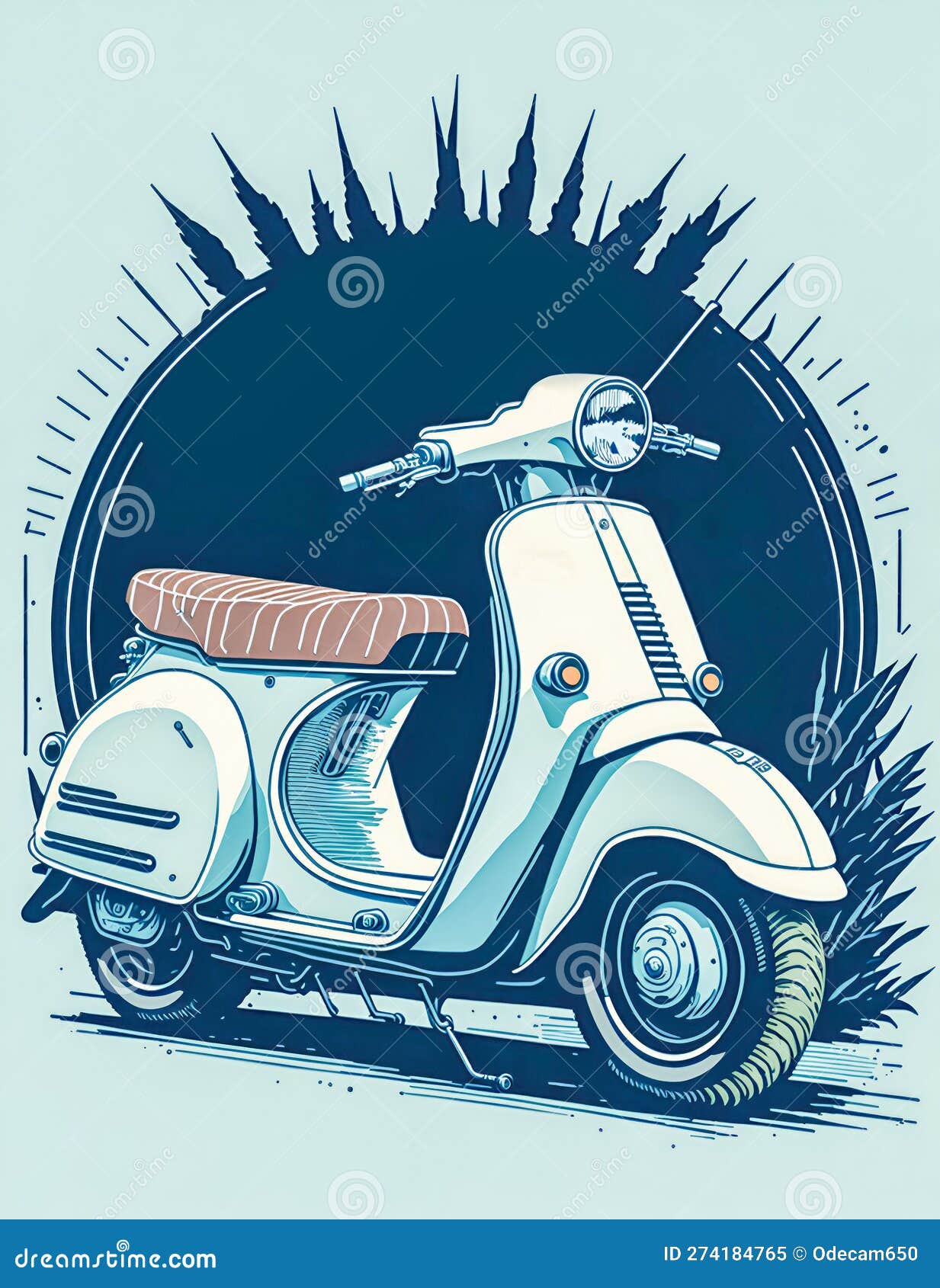 Old model motorized vespa stock illustration. Illustration of cycle ...