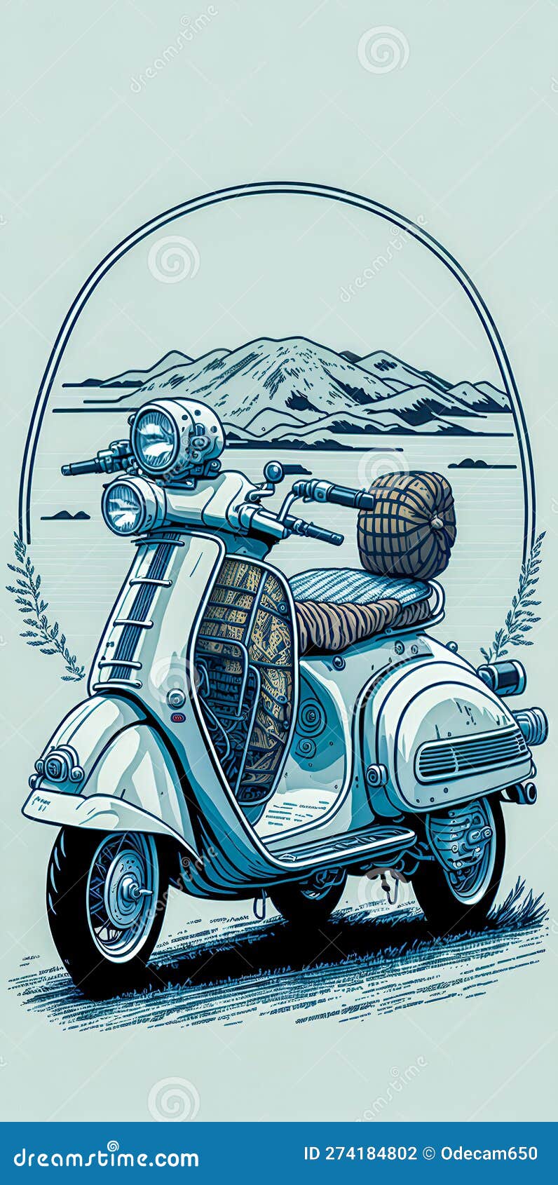 Old model motorized vespa stock illustration. Illustration of antique ...