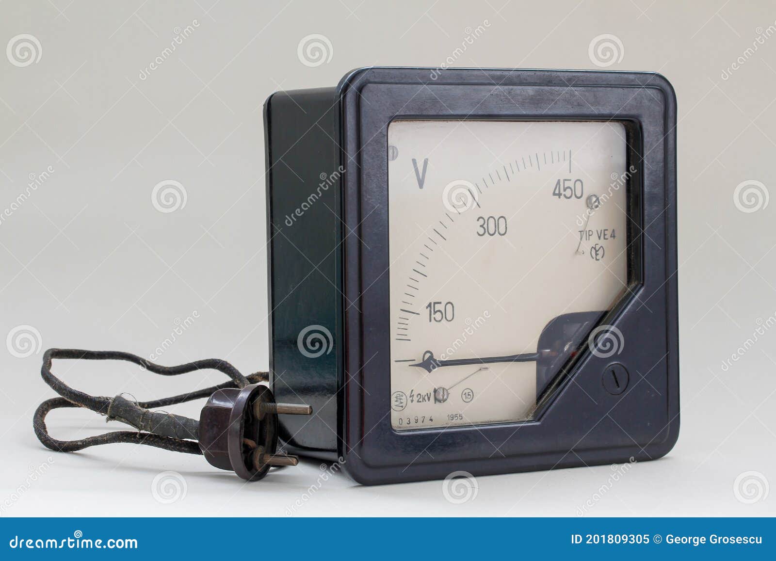 Old Model Voltmeter Profile Stock Image - Image of equipment, black ...