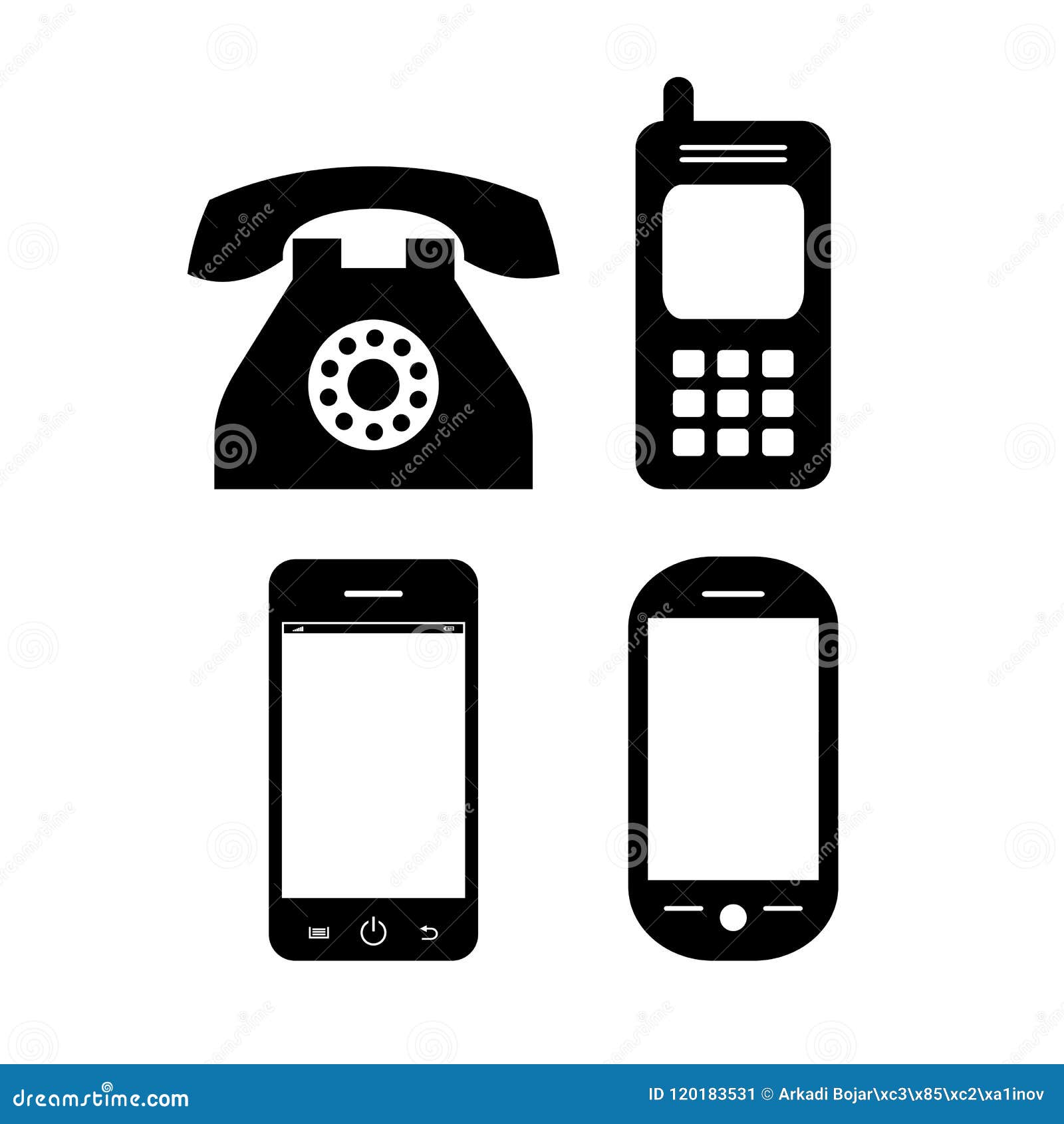 Old and Modern Phone Vector Icon Stock Vector - Illustration of mockup ...