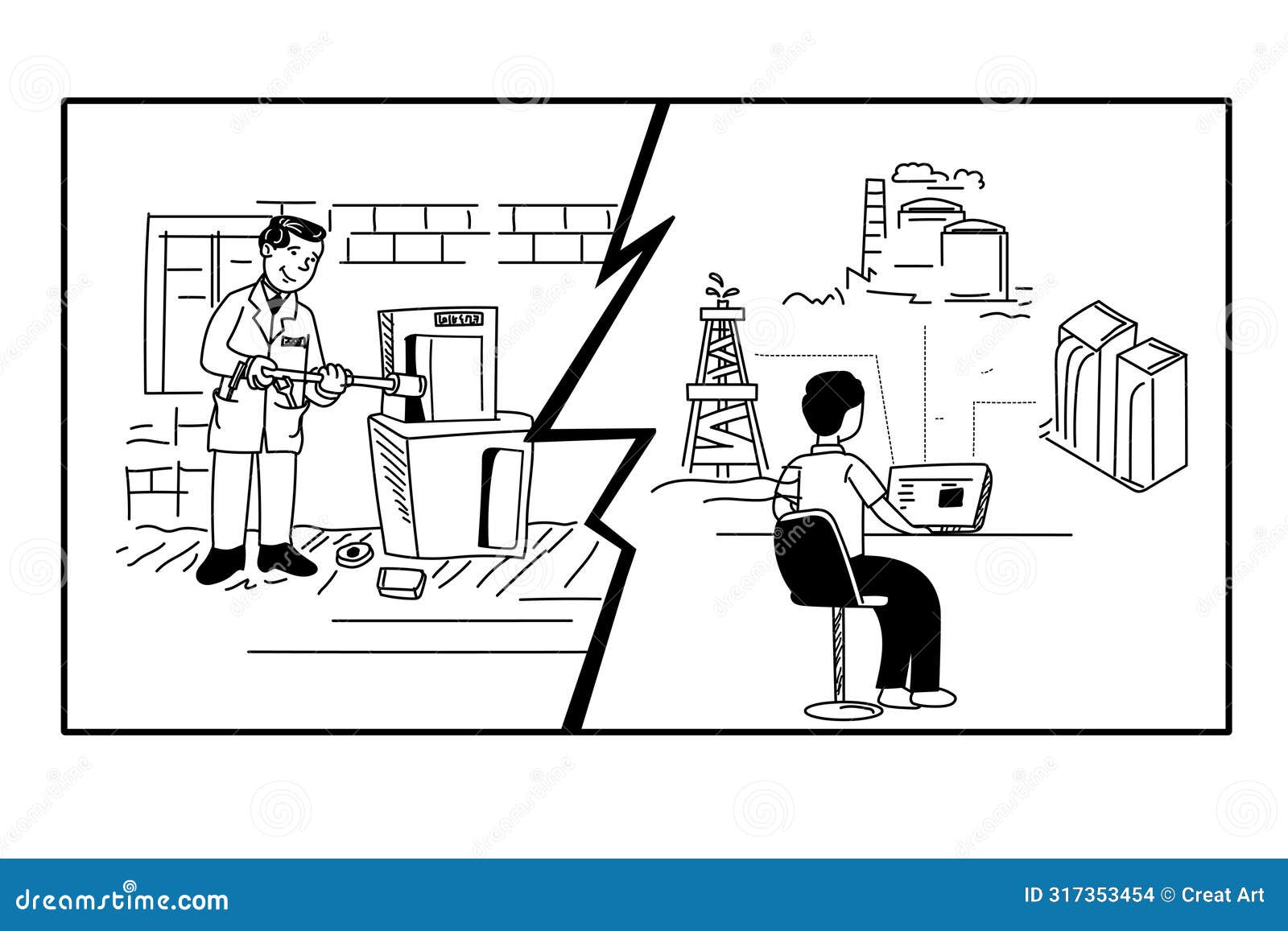 Old and Modern Technology Cartoon Illustration Stock Vector ...