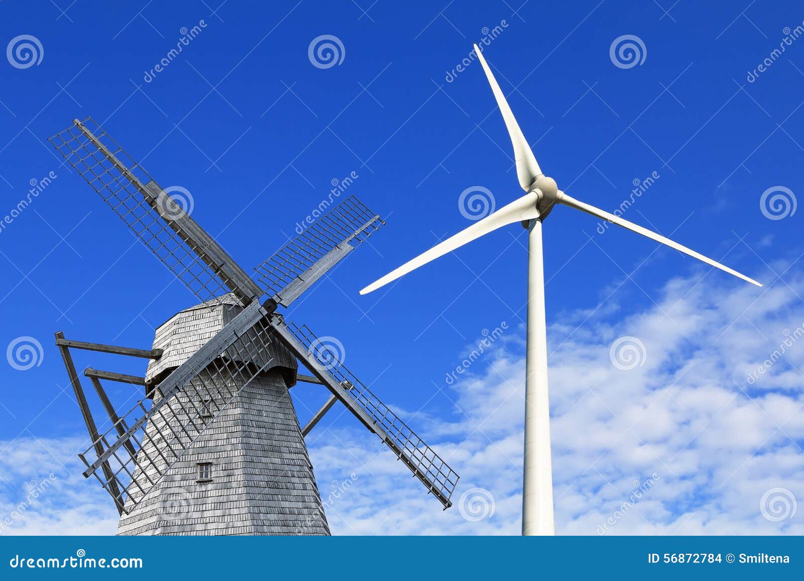 Old and modern windmills stock photo. Image of environment - 56872784