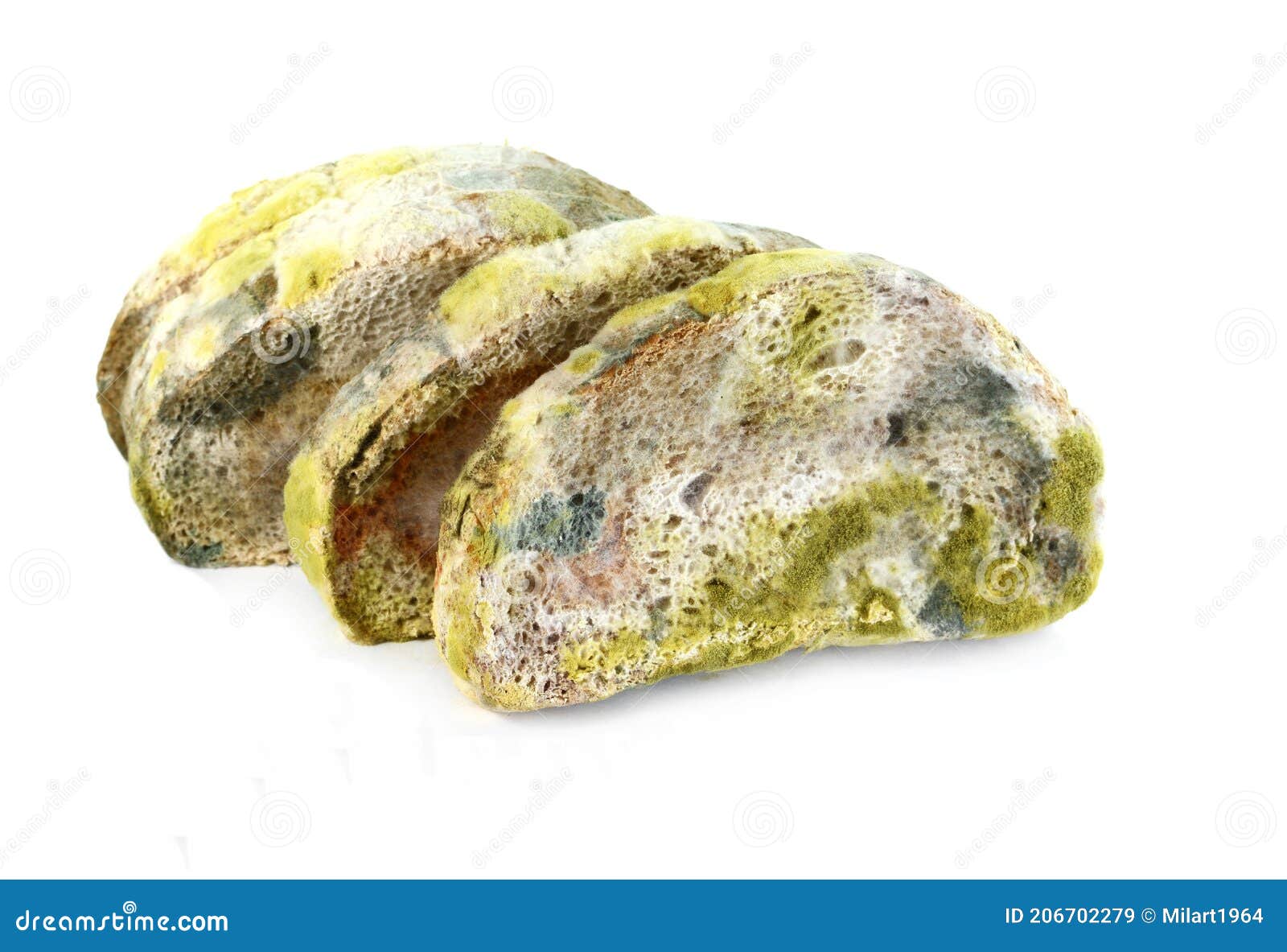 Moldy Bread, Isolated on White Background Stock Image - Image of green ...