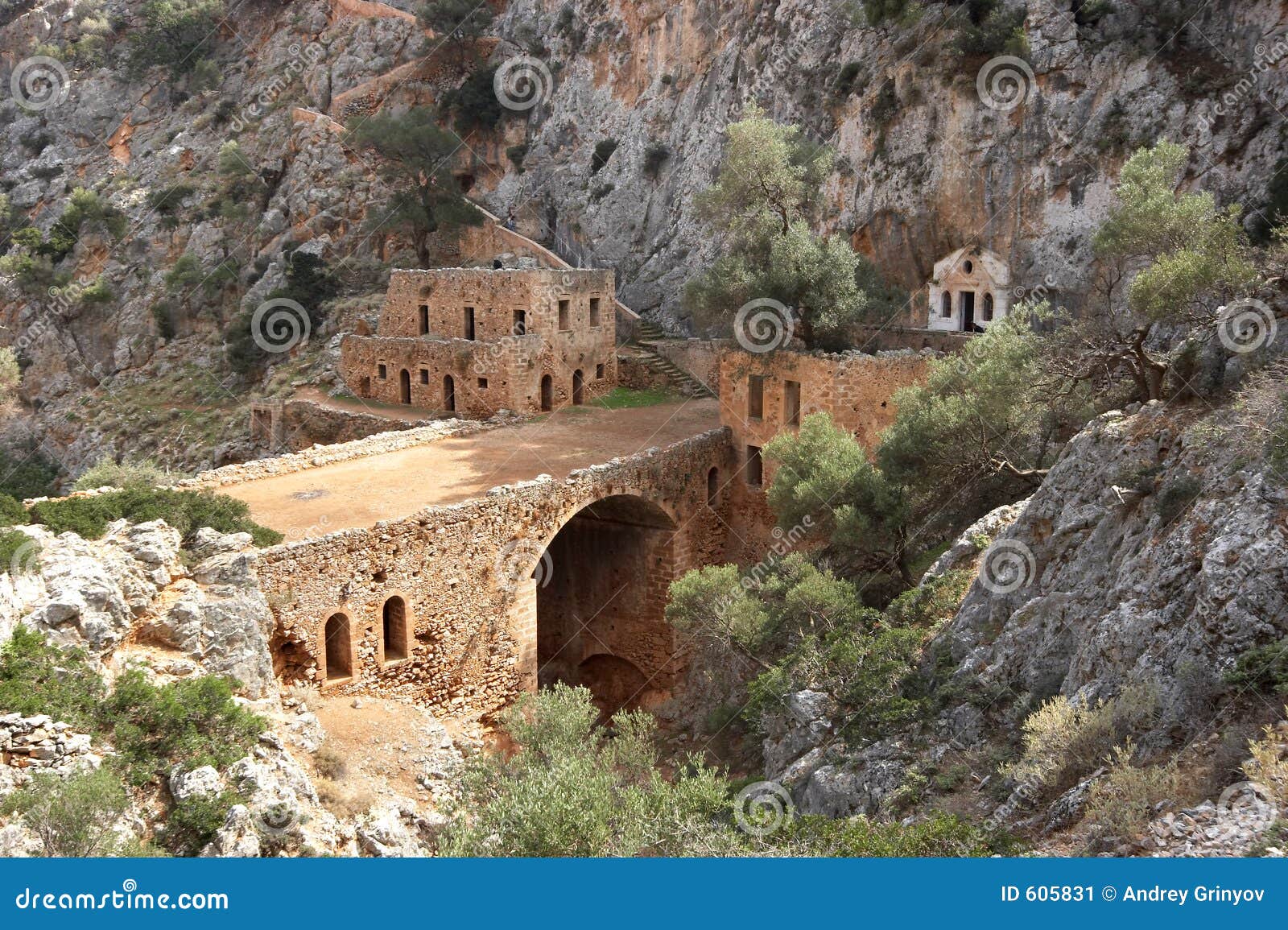 Old monastery with bridge stock image. Image of creed, landscapes - 605831
