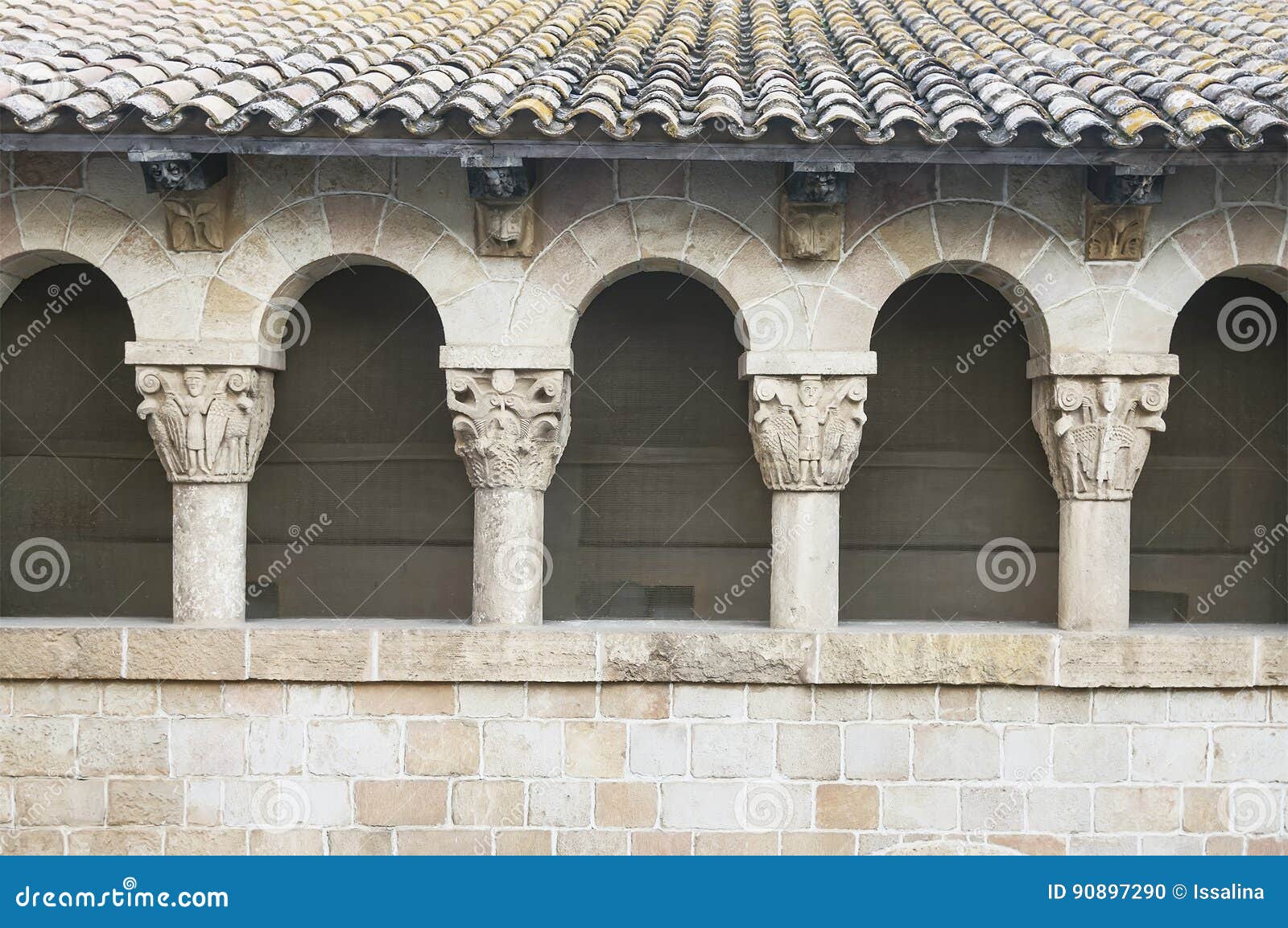 Old Monastery Wall with Arches in Barcelona Stock Photo - Image of ...