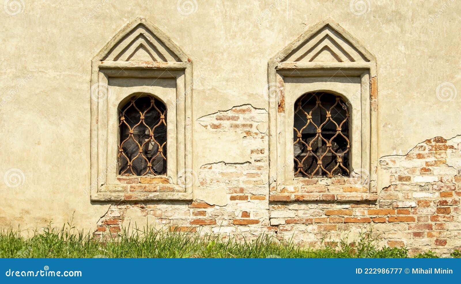 Windows of the Old Monastery with Iron Bars Stock Image - Image of arch ...