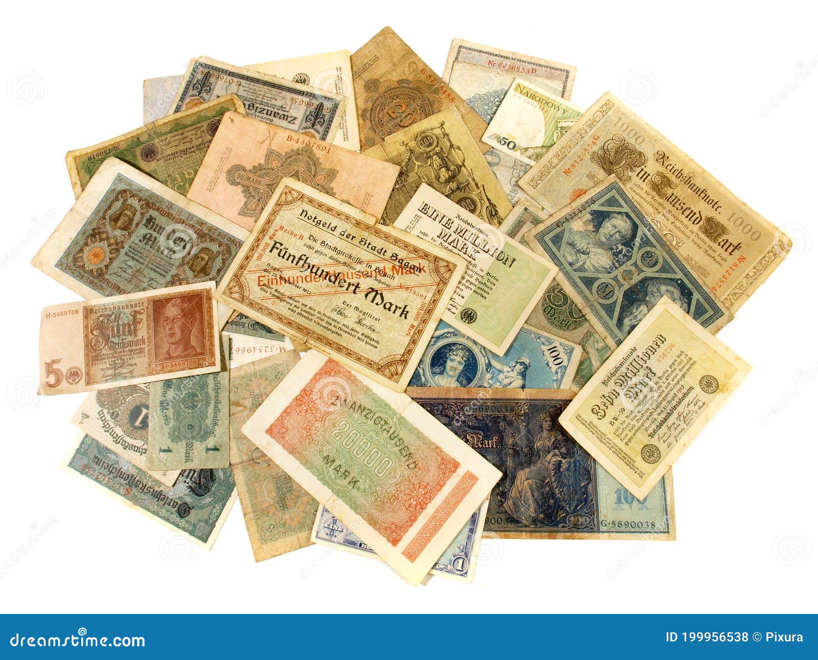 Old Money in Times of Inflation Isolated on White Background Stock ...