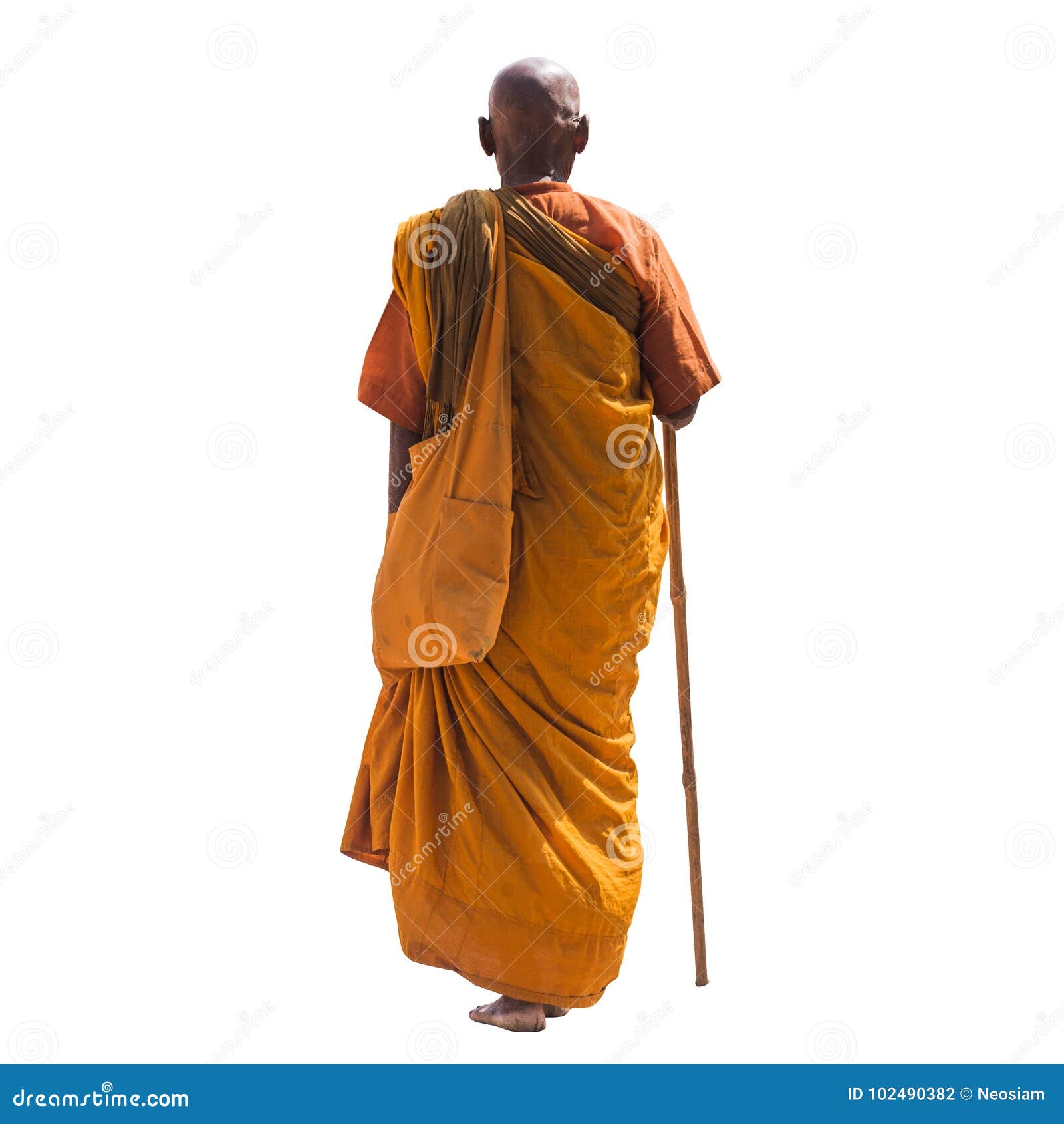 Old Monk Holding a Walking Stick Editorial Photography - Image of ...
