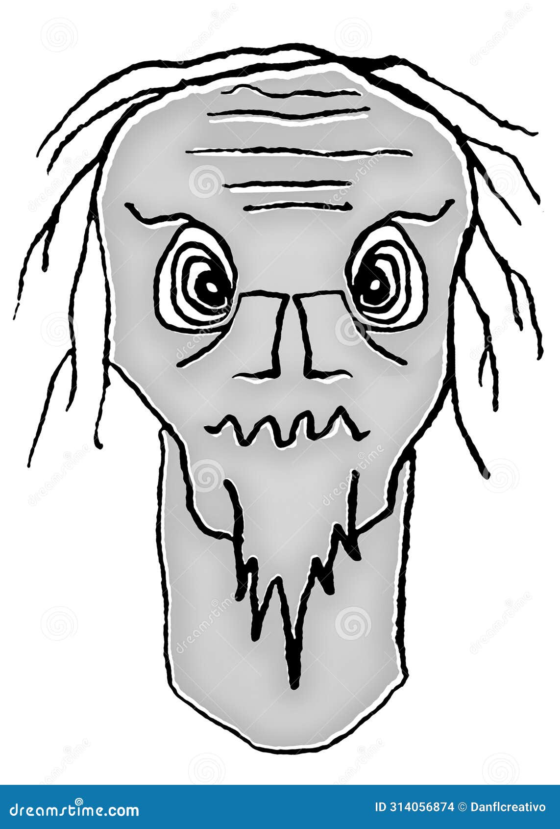 Old Man Monster Linear Drawing Portrait Stock Illustration ...