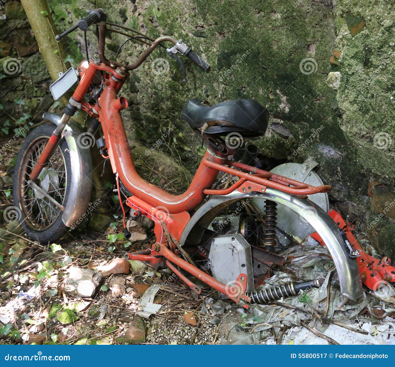 Old Moped Inoperative Abandoned Stock Image - Image of abandoned, wreck ...
