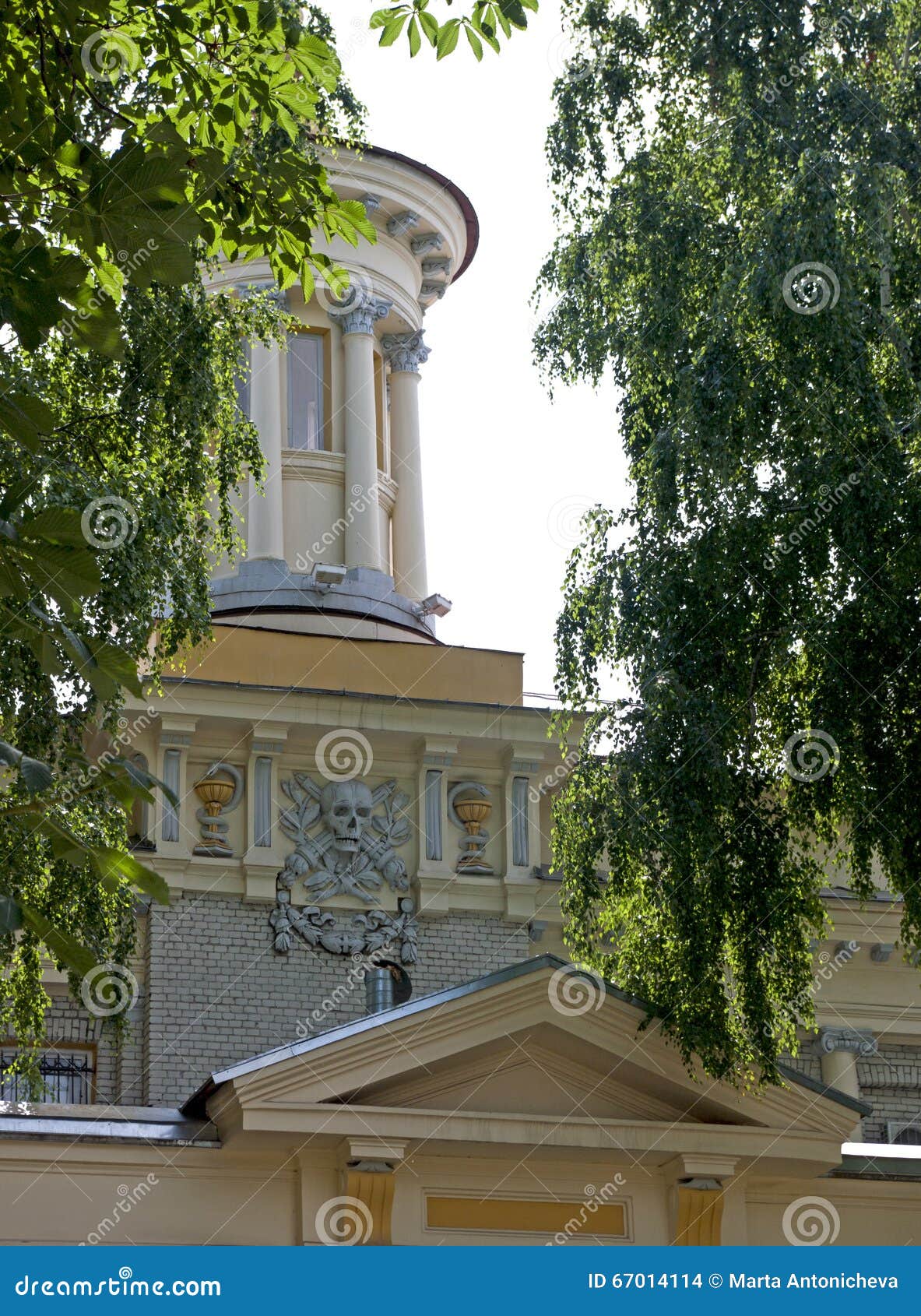 Old Morgue in Russia with Skull and Crossbones Stock Photo - Image of ...