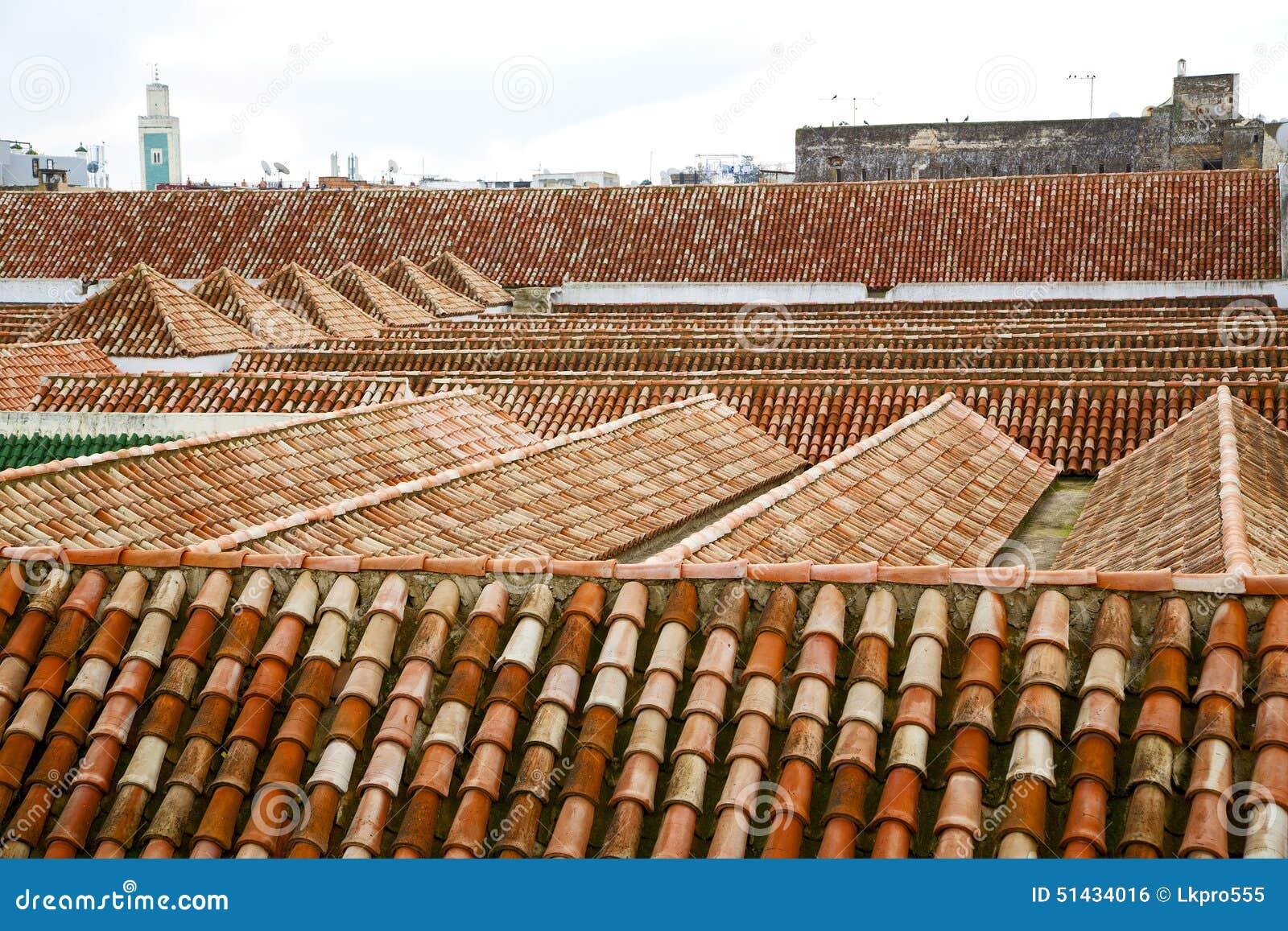 Old Moroccan Tile Roof in the Old Sky Stock Photo - Image of exterior ...