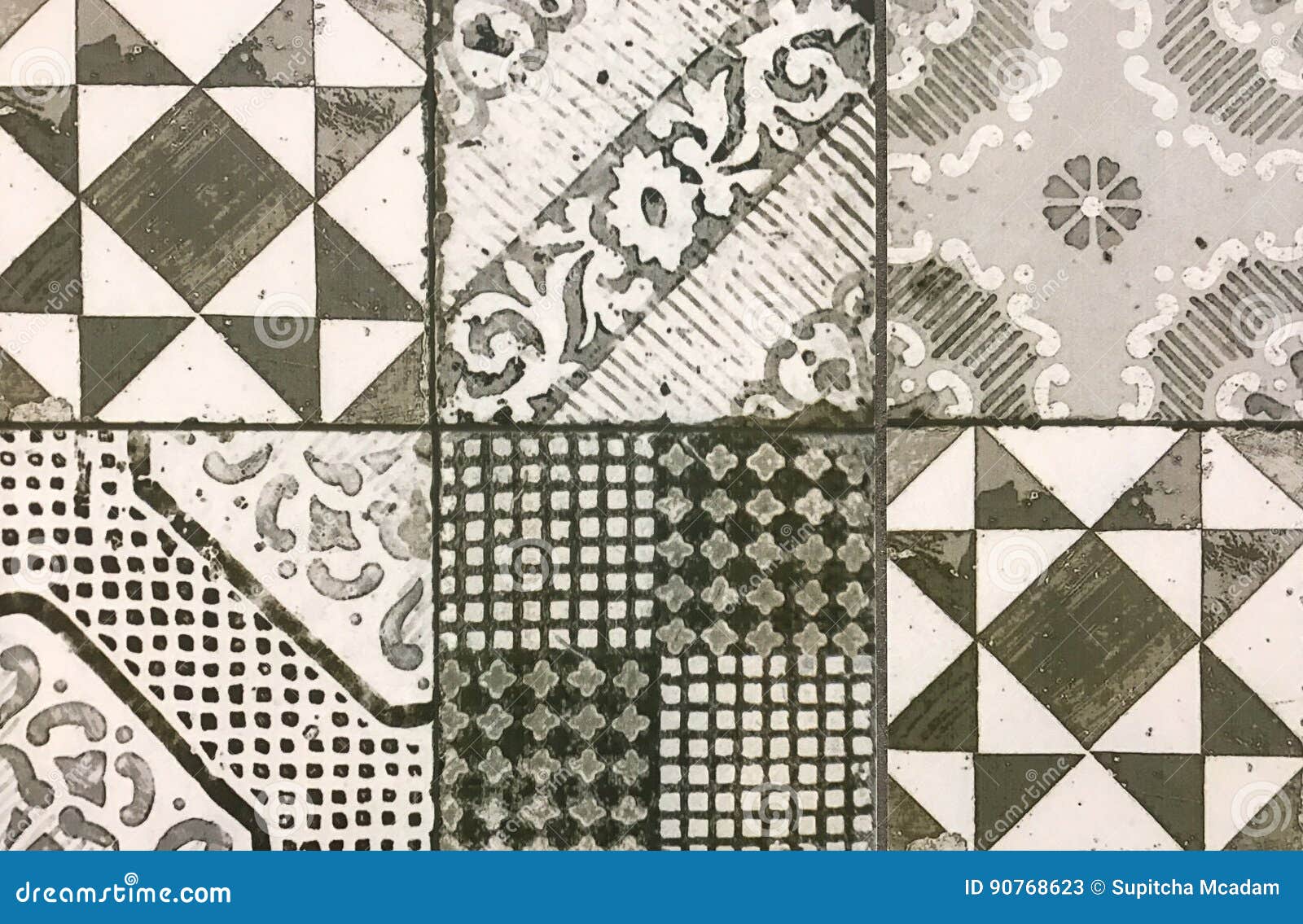 Old Mosaic Tiles with a Pattern. Stock Image - Image of creative ...