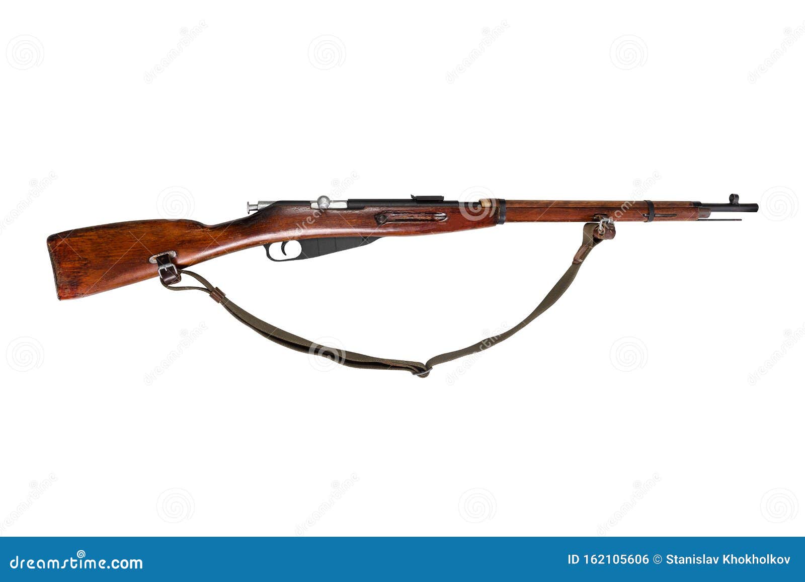 Old Mosin Rifle Isolated on White Stock Photo - Image of shot, white ...