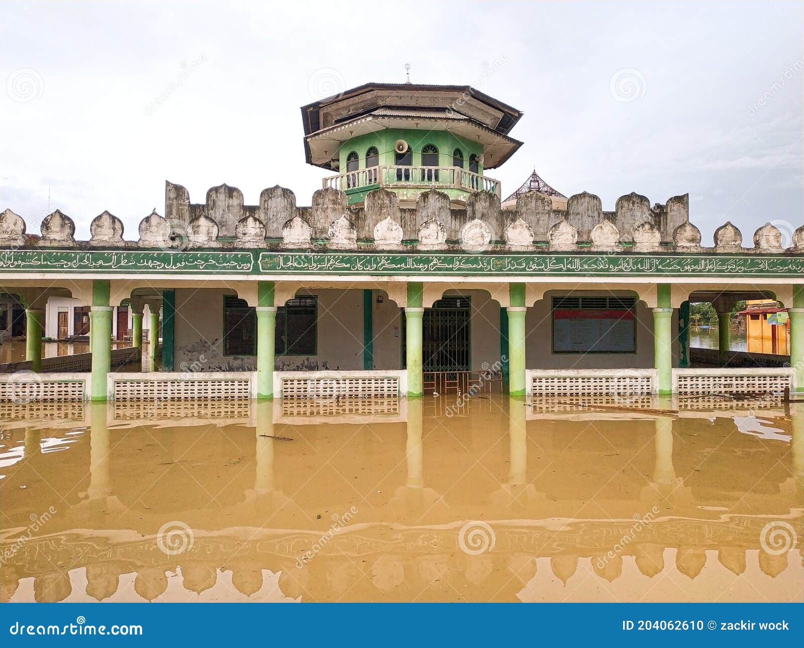 The Old Mosque Building Was Flooded. Stock Photo - Image of flooded ...