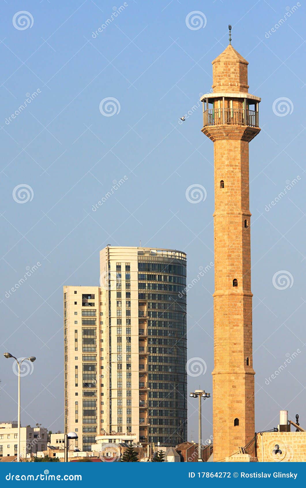 Old Mosque and Modern Building in Tel Aviv. Stock Photo - Image of ...