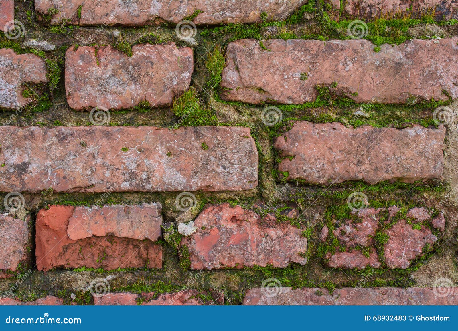 Old mossy brick wall stock image. Image of building, texture - 68932483