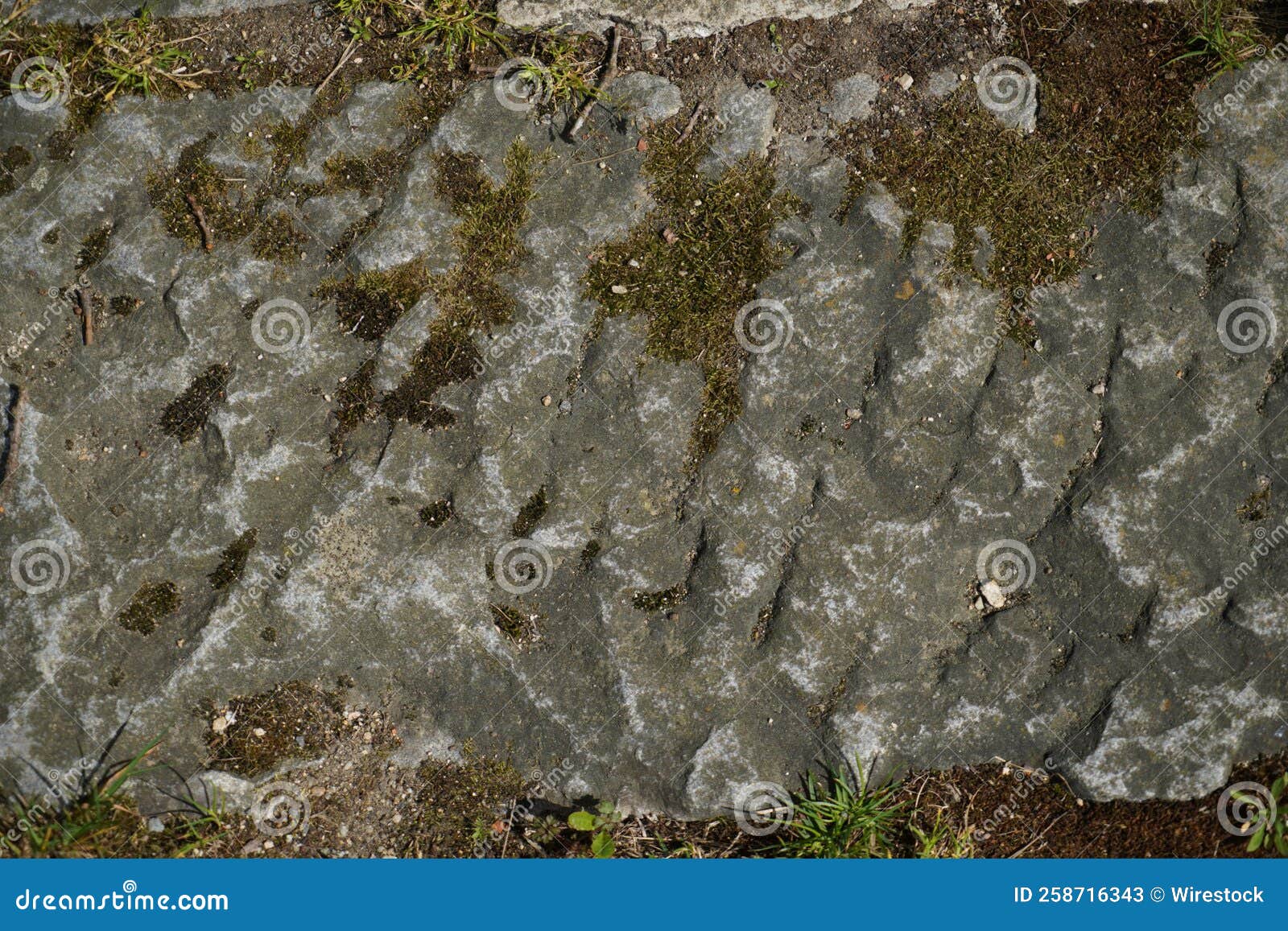 Old Mossy Stone Footpath. Top View Stock Image - Image of soil, view ...
