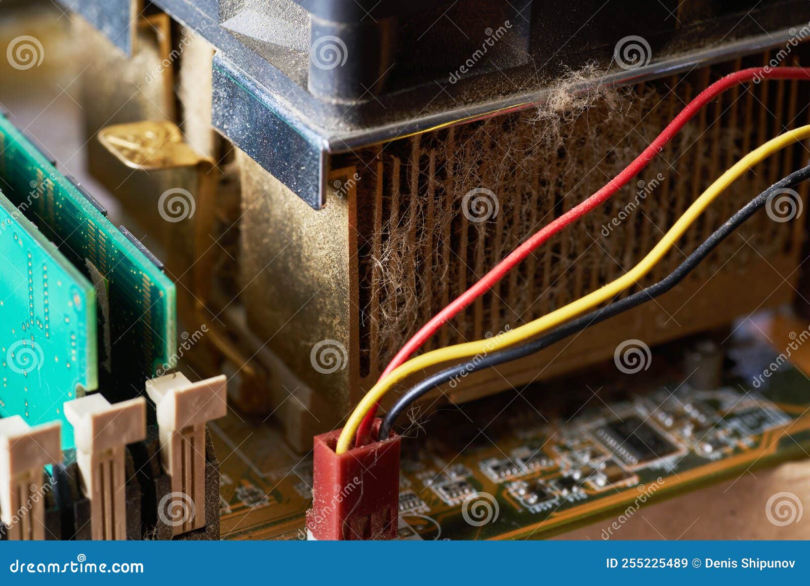 Old Motherboard Covered in Dust and Dirt. Close-up Stock Image - Image ...